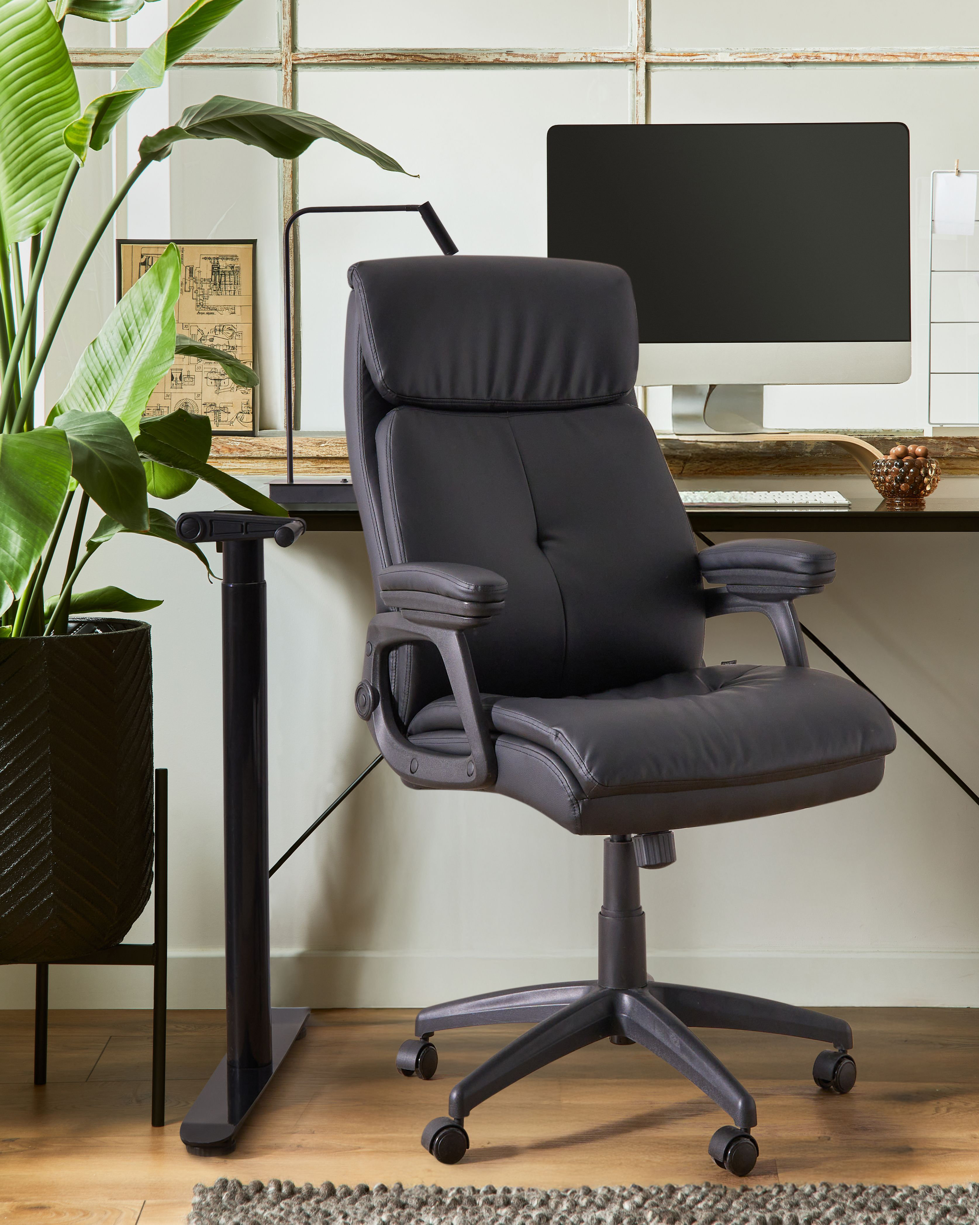 Beliani Executive Chair Swivel DIRECTOR Faux Leather Black | Wayfair.co.uk