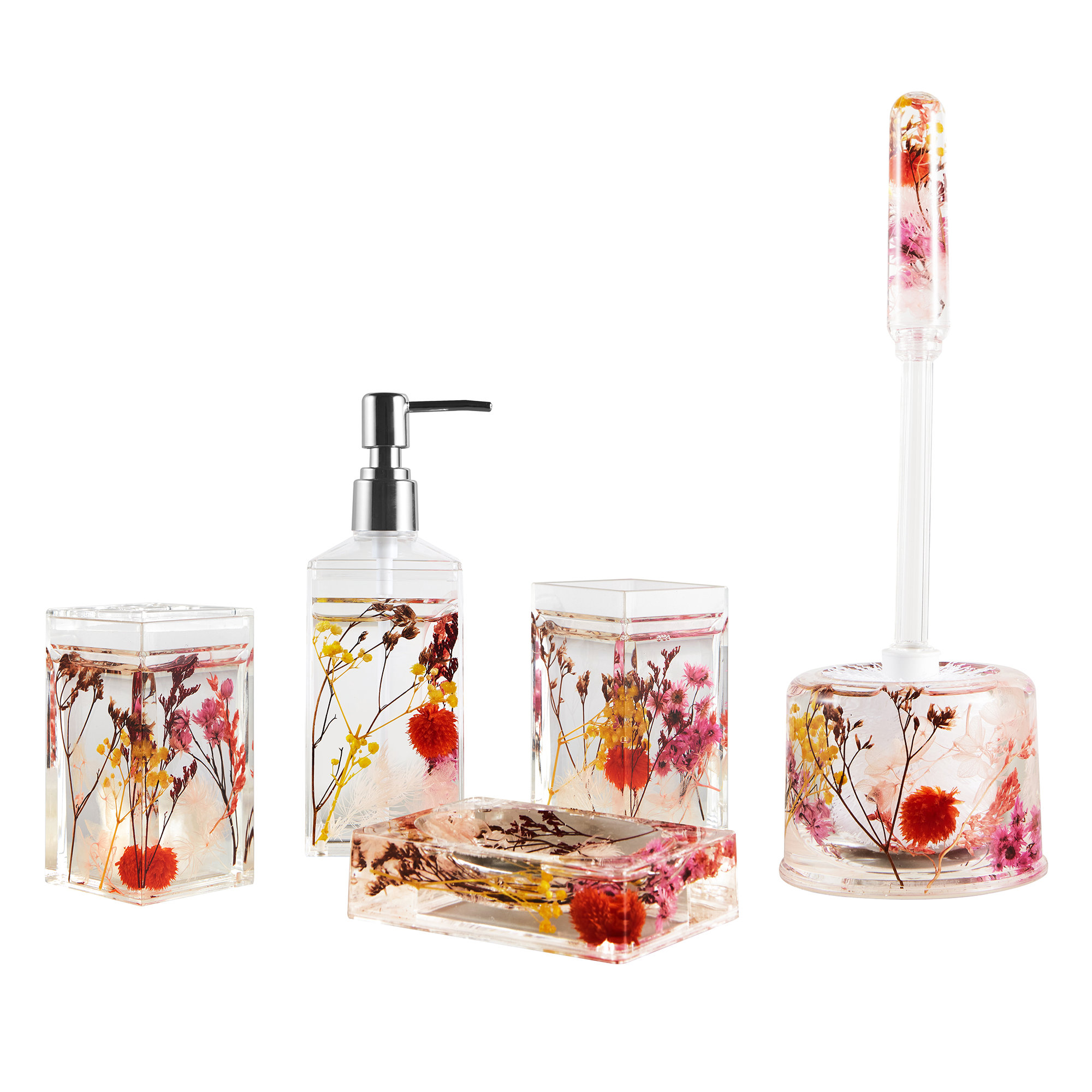 Ivy Bronx 5 Piece Acrylic Liquid 4D Floating Motion Bathroom Vanity ...