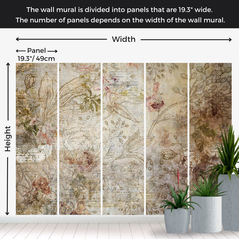 Lark Manor™ Peel & Stick Floral Wall Mural - Old Postcard | Wayfair