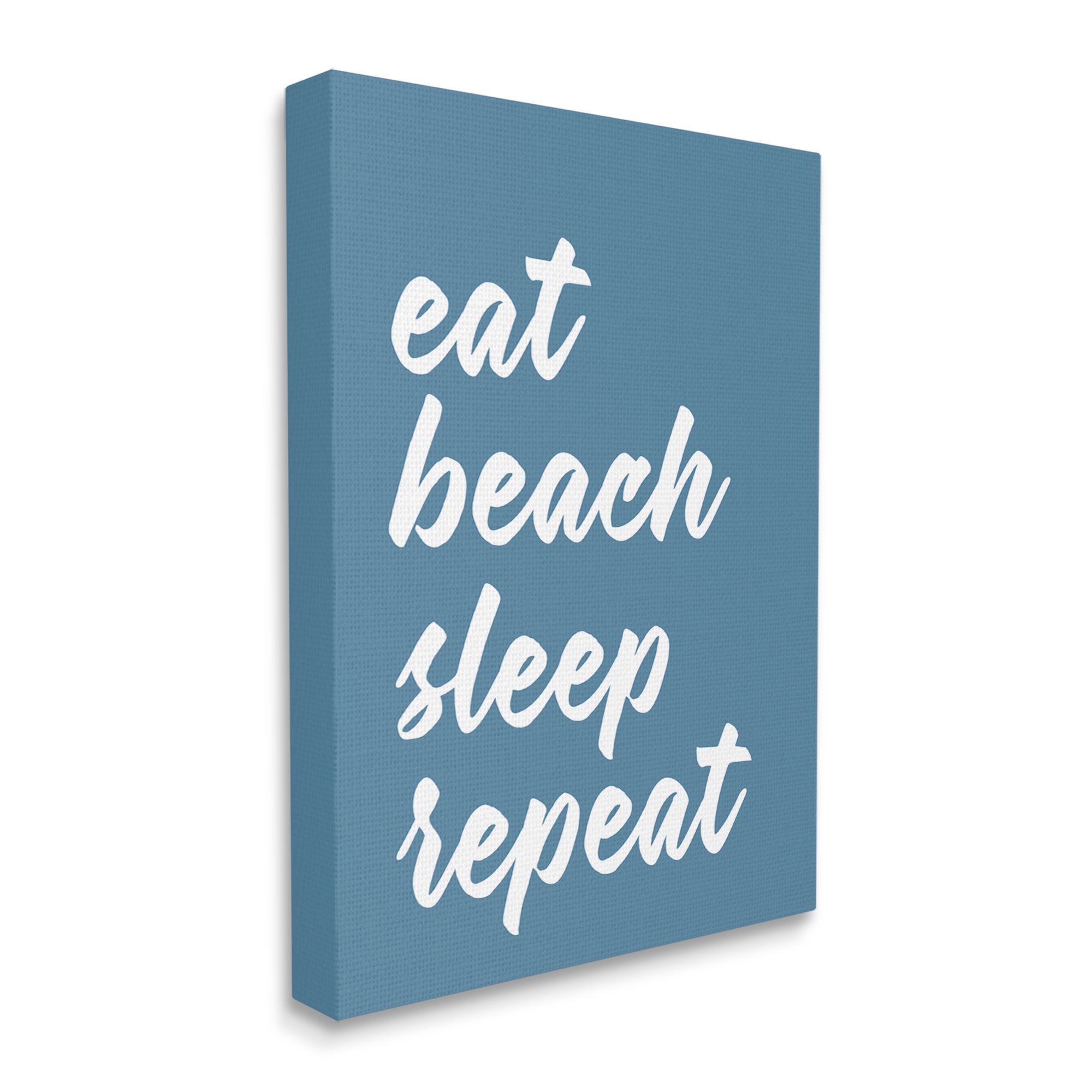 Stupell Industries Eat Beach Sleep Repeat Blue Script Phrase Canvas ...