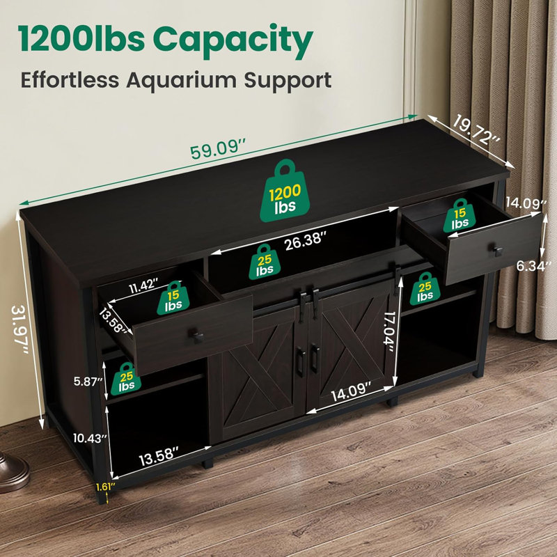 Archie & Oscar™ 75-120 Gallon Aquarium Stand with Power Outlets ...