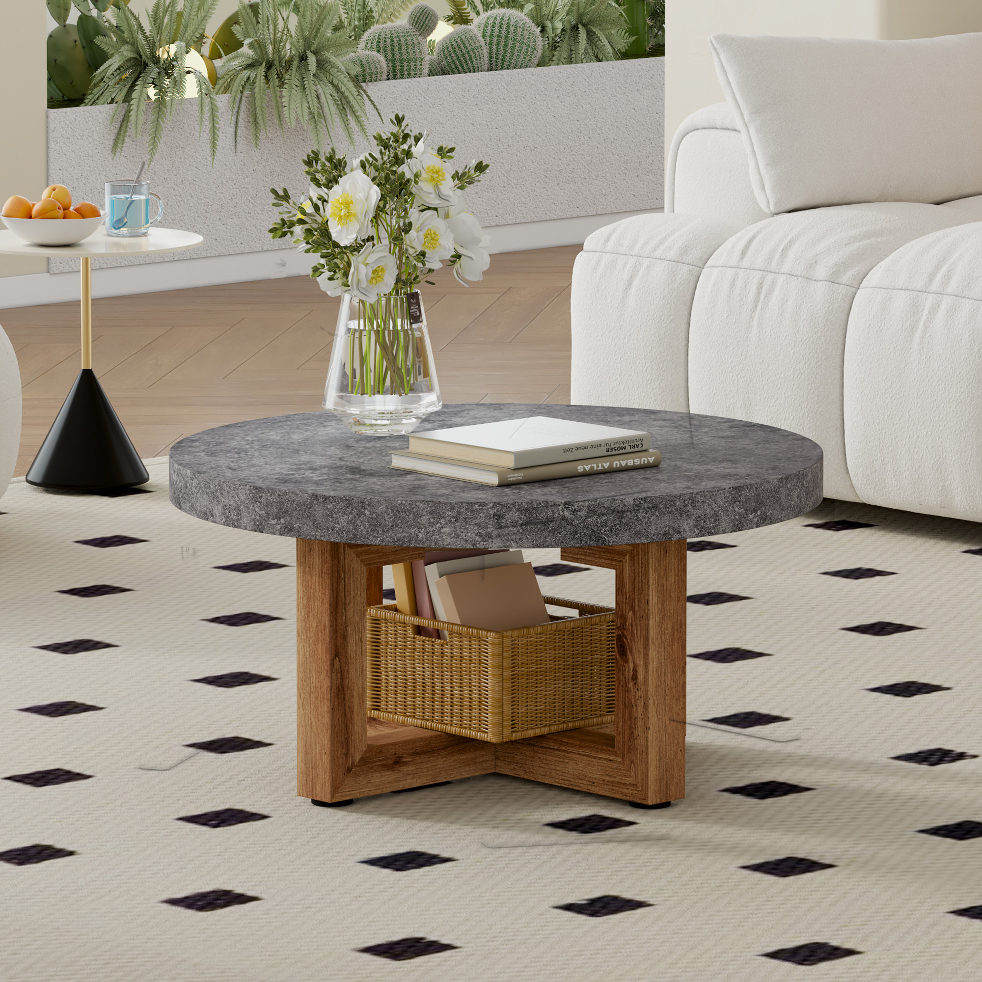 Ebern Designs Makis 31.4 W Round Coffee Table | Wayfair