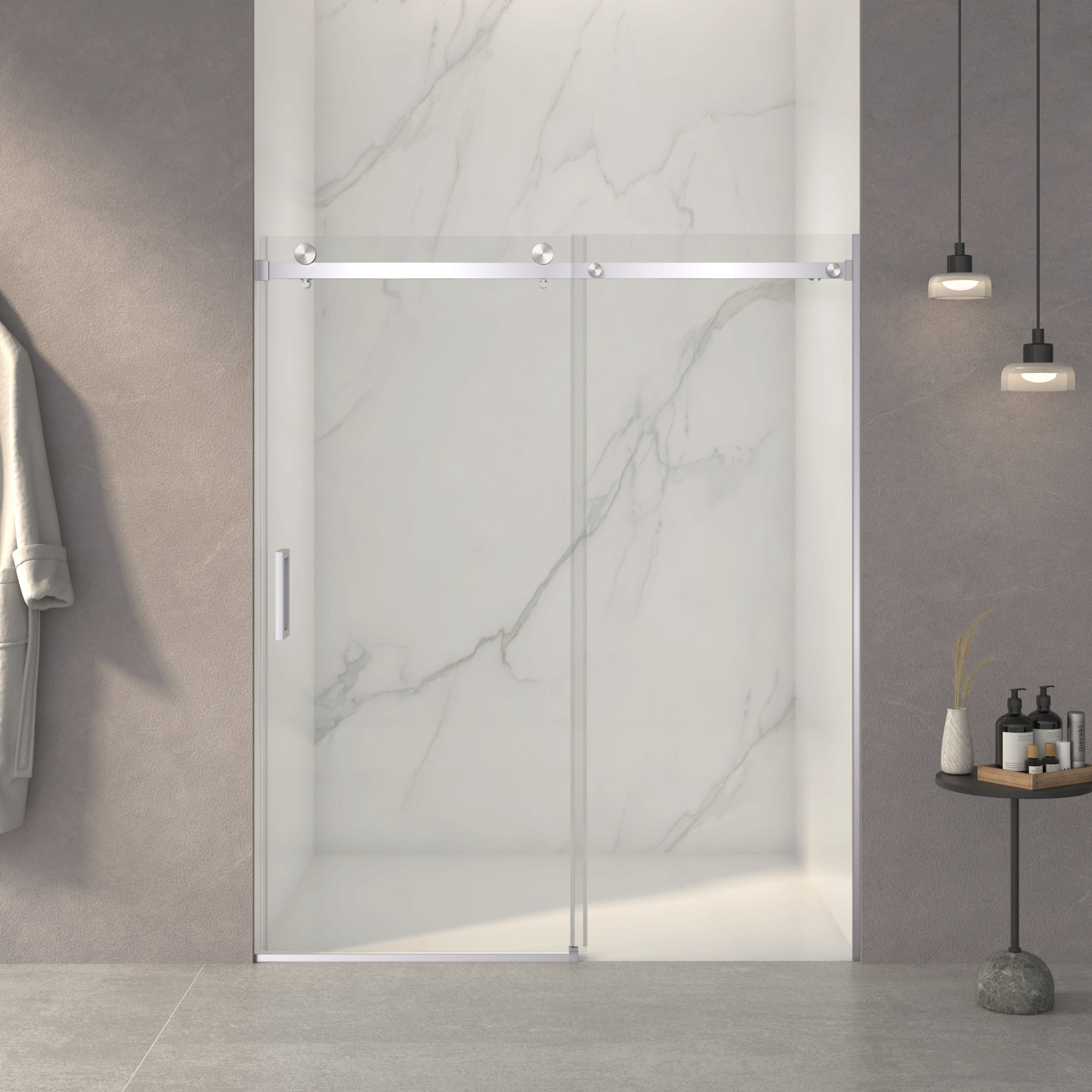 LICEN-Home 56-60"W X 72"H Frameless Sliding Shower Door,5/16" (8Mm ...
