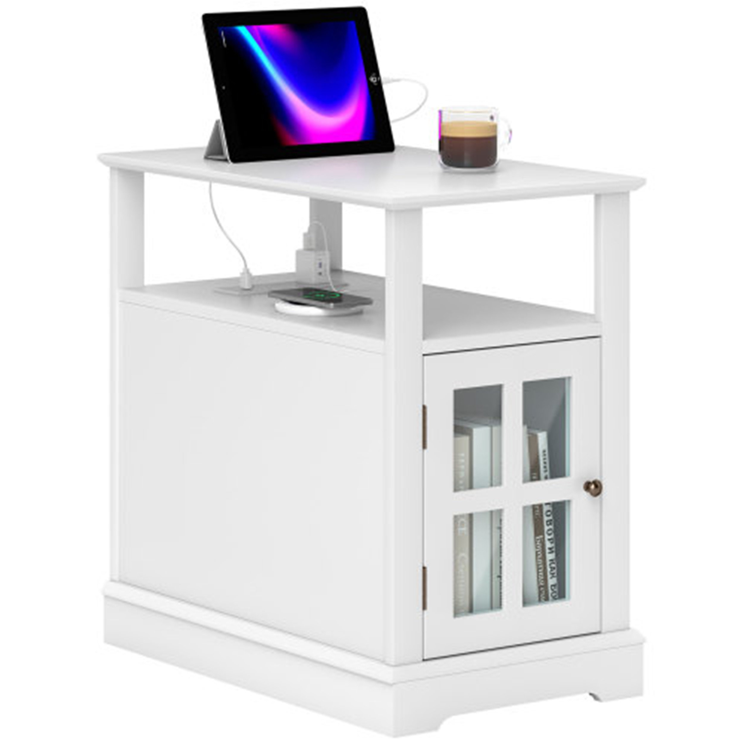 Red Barrel Studio® End Table With Charging Station - Narrow Side Table ...