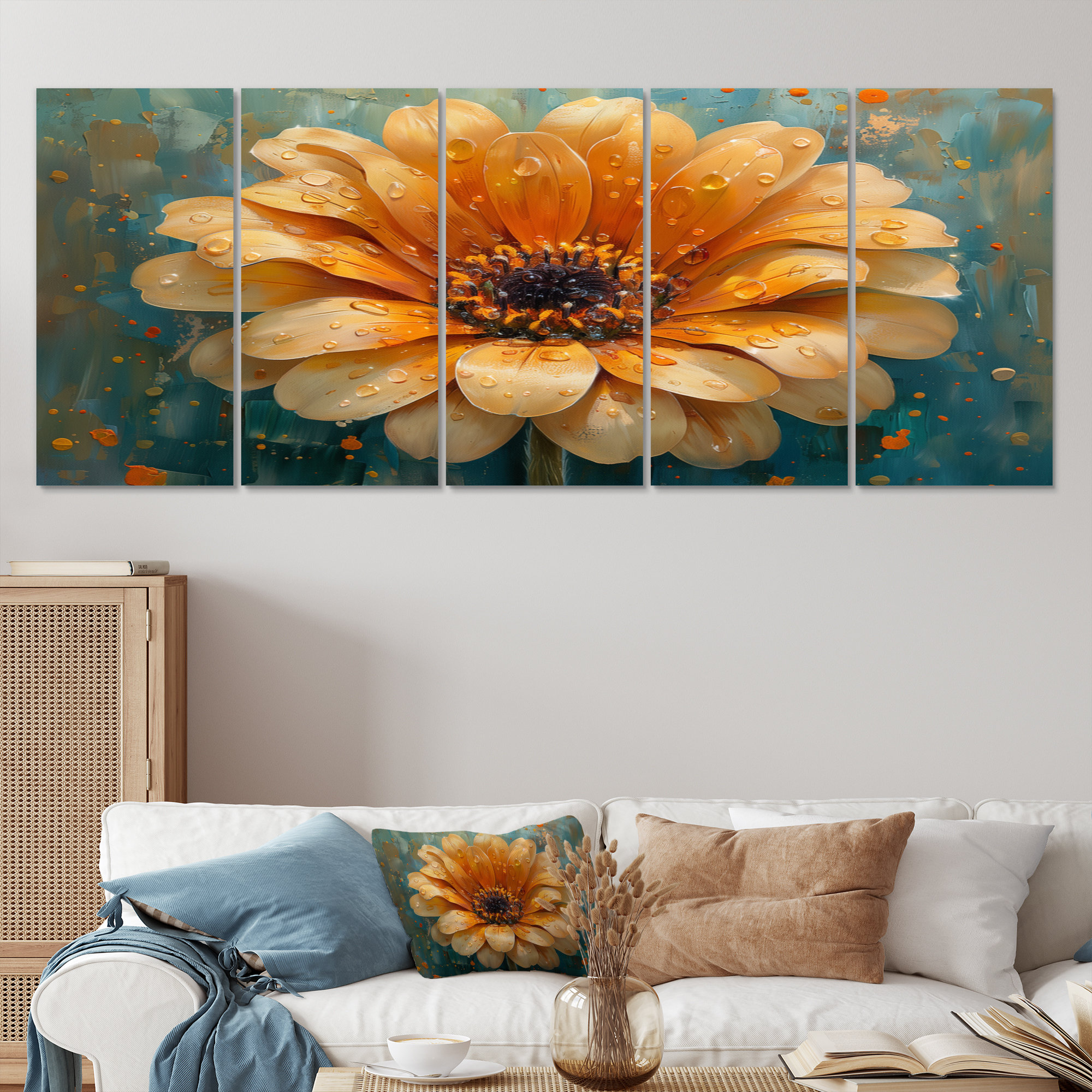 Winston Porter Orange Blue Vibrant Burst Marigold - Marigold Wall Decor ...