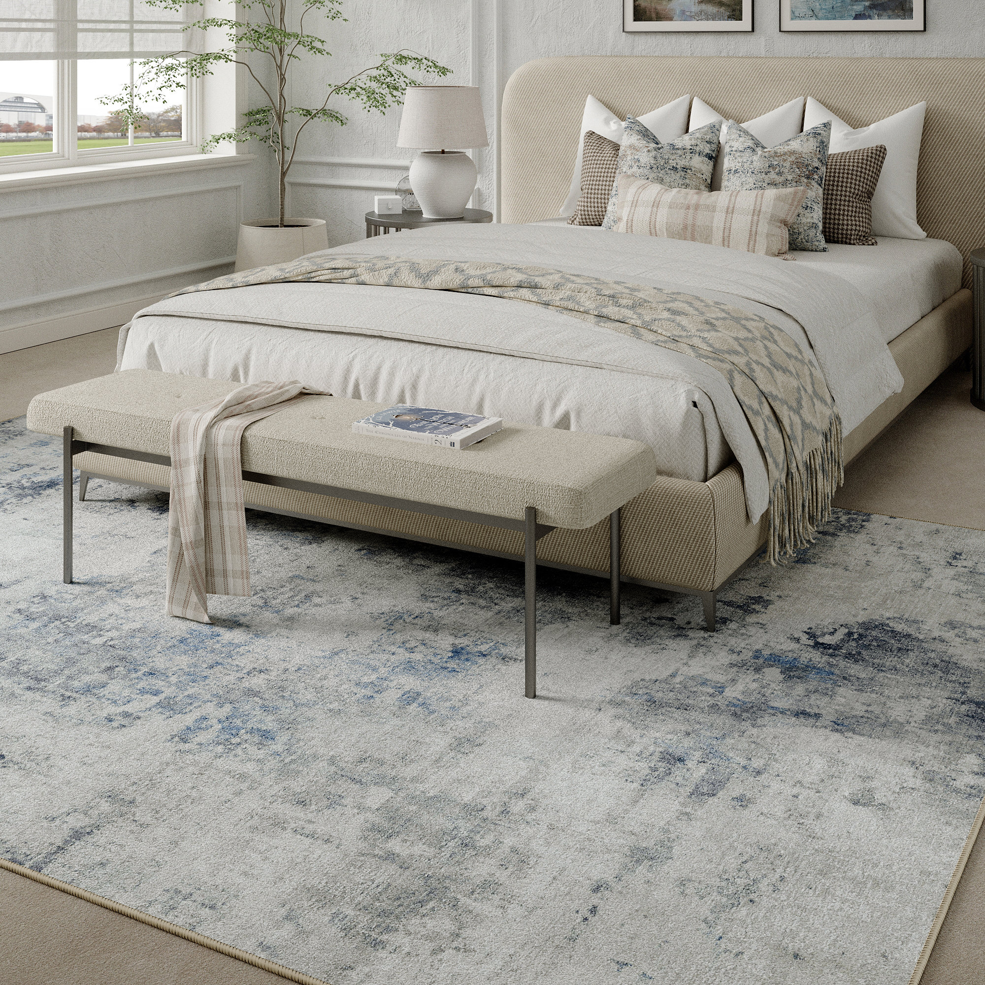 17 Stories Elroy Modern Abstract Machine Washable Area Rug with Non ...