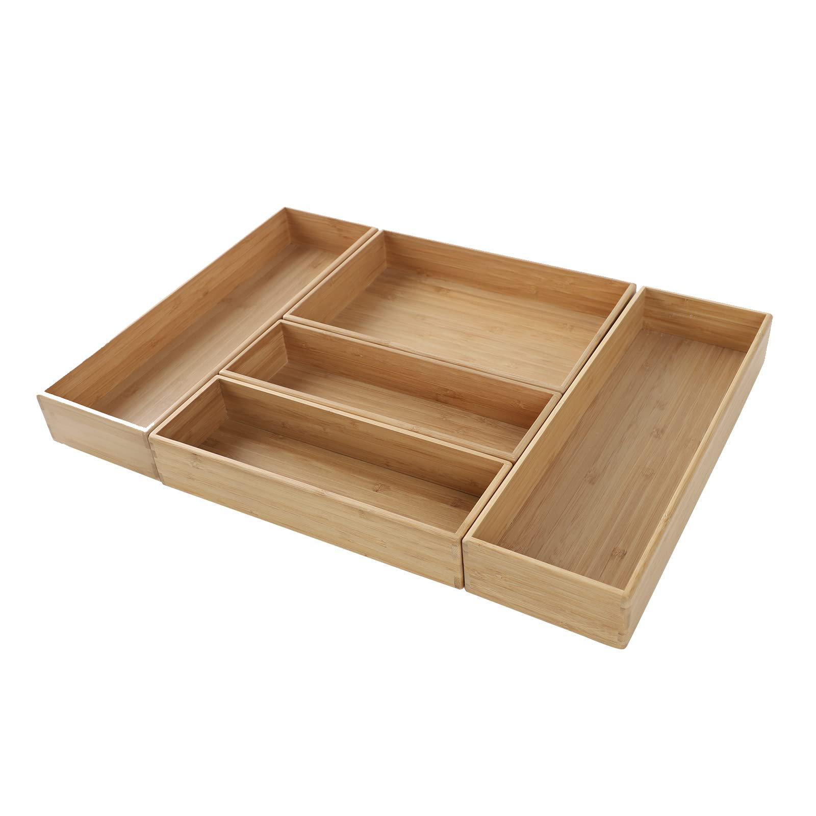 Rebrilliant Stack Bamboo Drawer Organizer Set Of 5, Kitchen Utensil ...