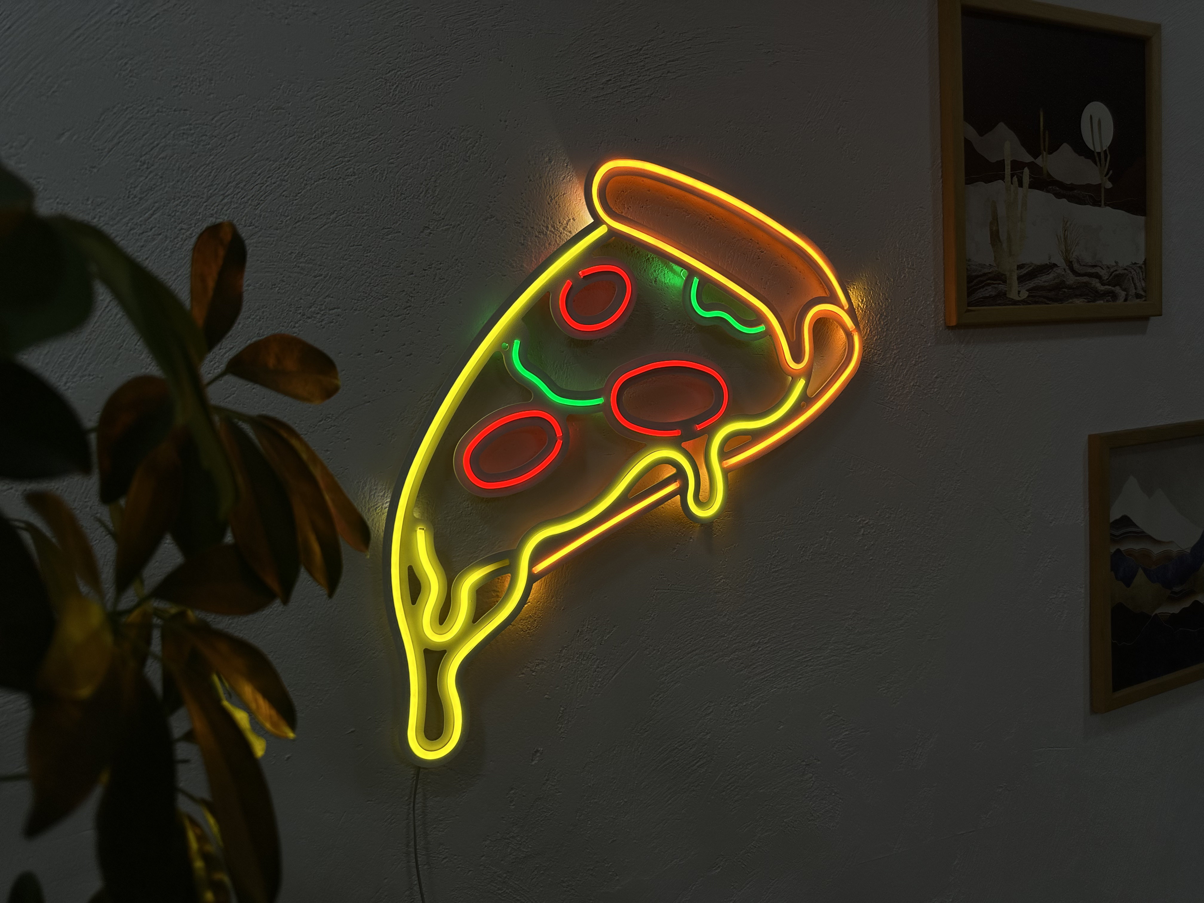 Trinx Pizza Neon Metal Sign, Neon Wall Decor, Pizza Neon Sign, Pizza ...