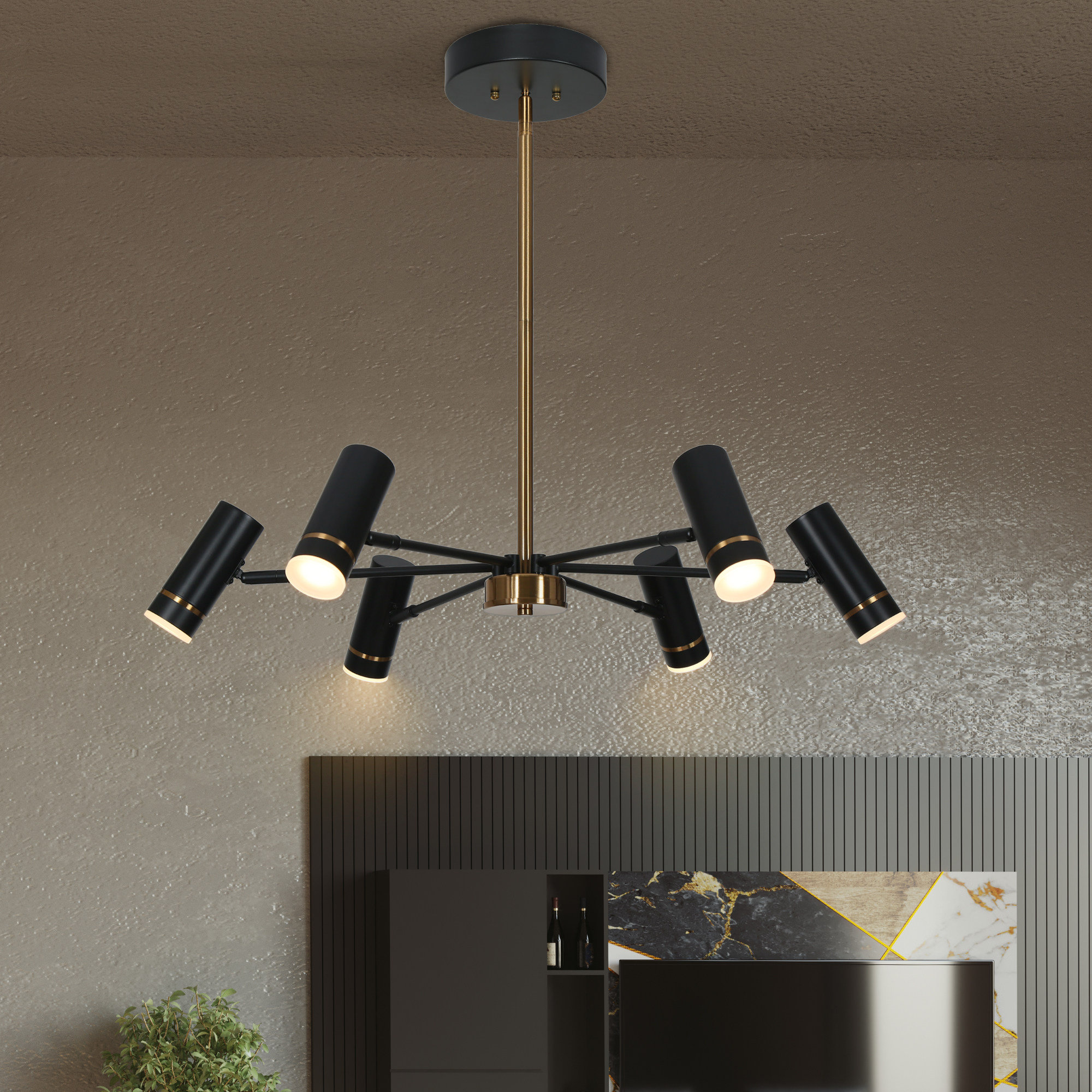 Everly Quinn Miaisabella 6-Light Sputnik Modern Linear LED Chandelier ...