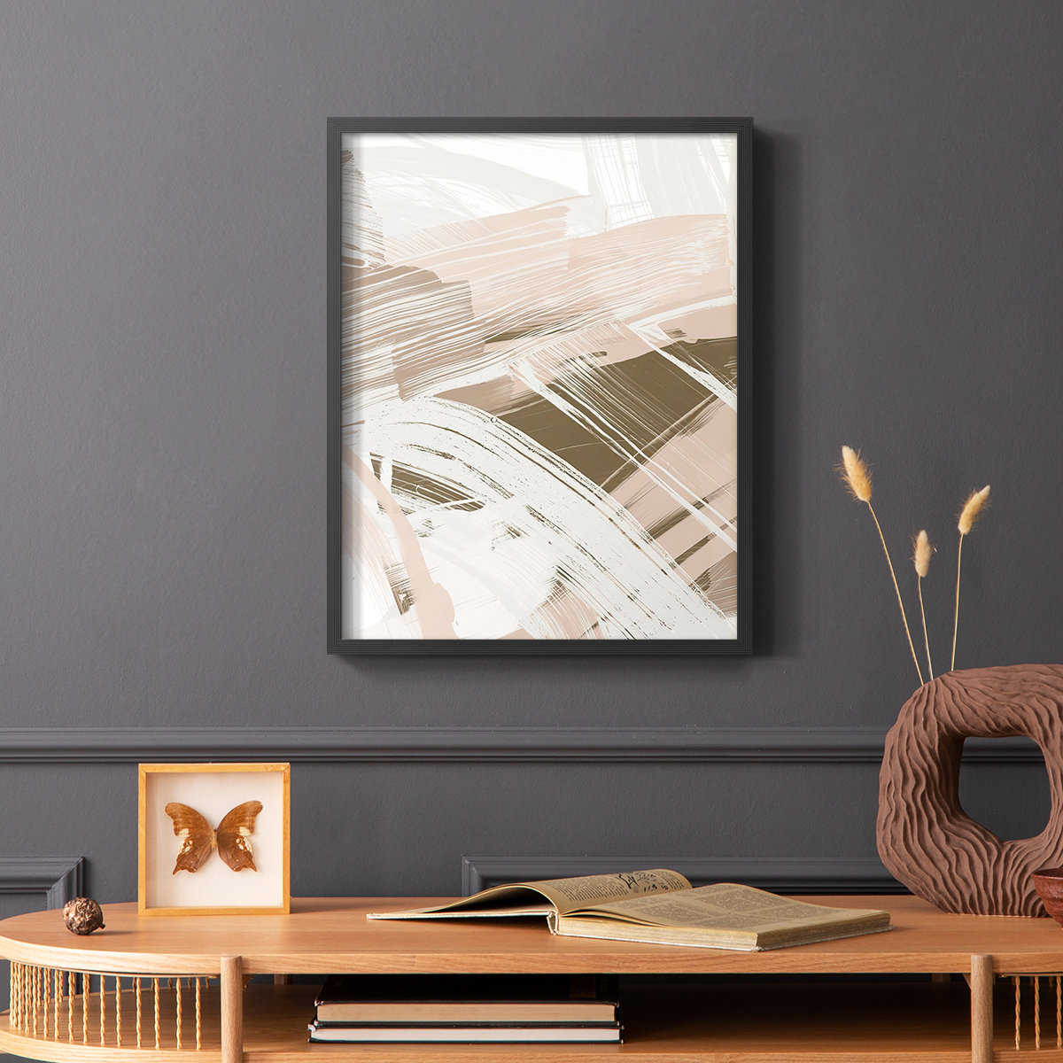 Wrought Studio™ Earthtone Swipe I Framed Print - Solid Wood | Wayfair