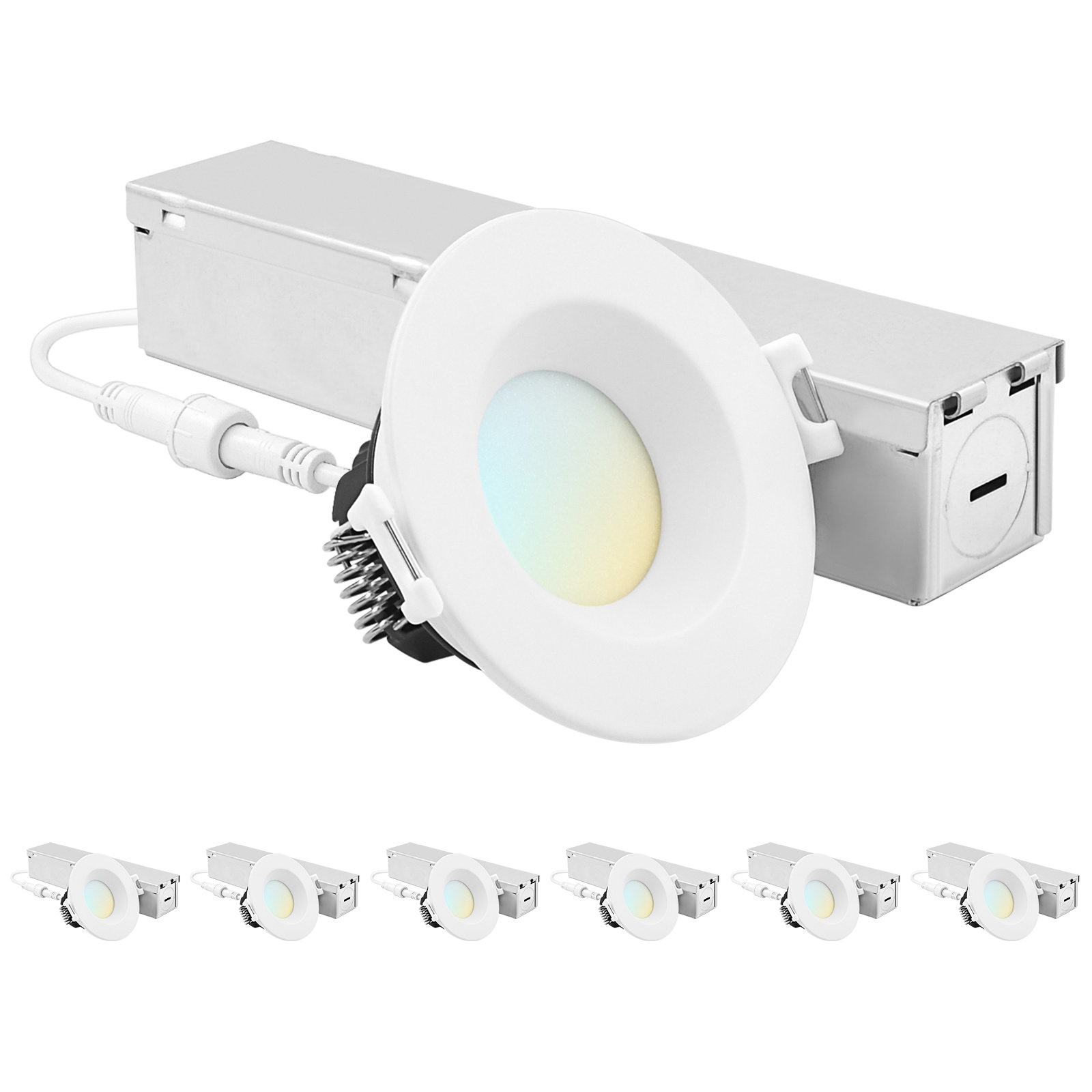 Luxrite 2 Inch LED Recessed Ceiling Light J-Box 8W 5CCT Selectable ...