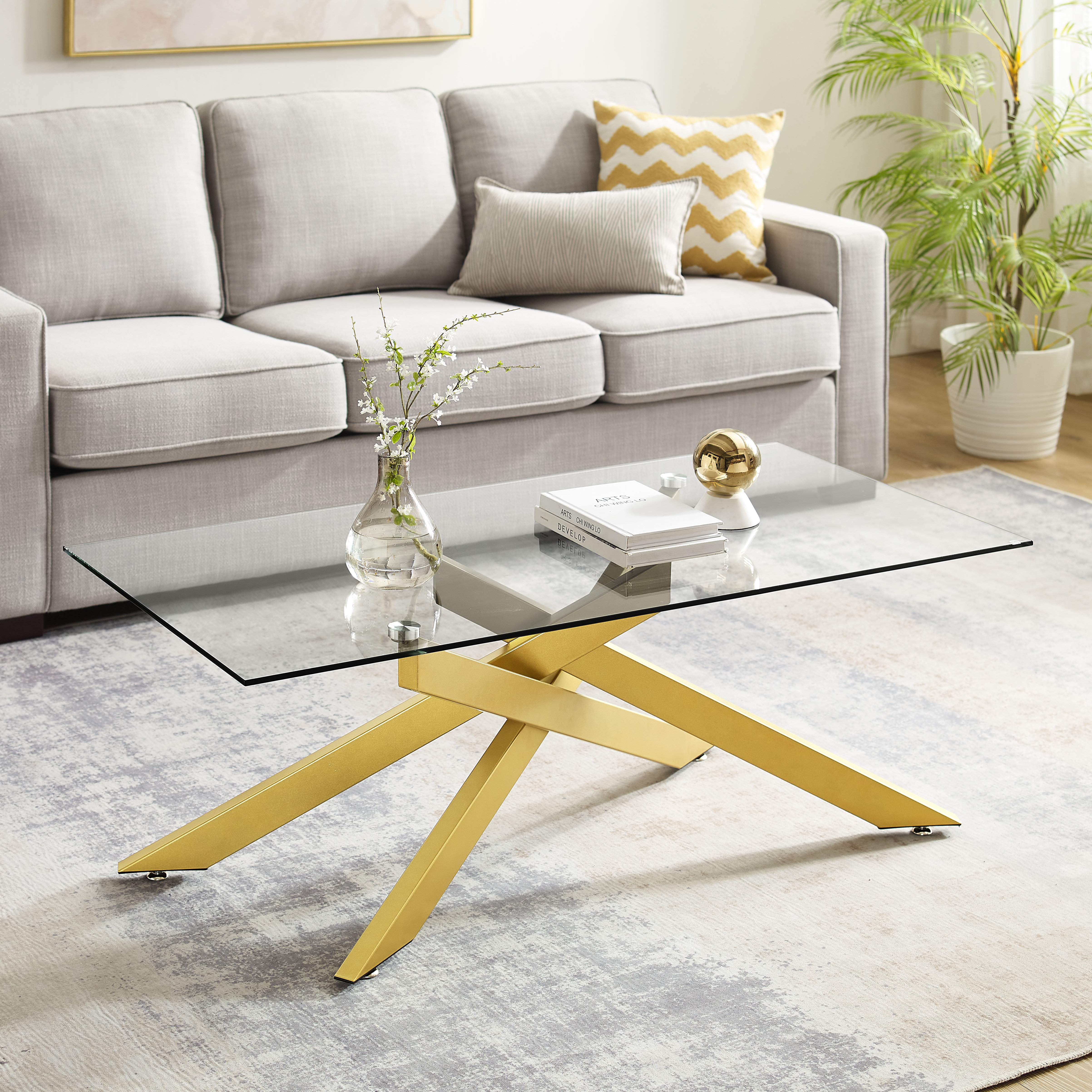 Everly Quinn Rectangular Coffee Table With Glass Top & Reviews ...