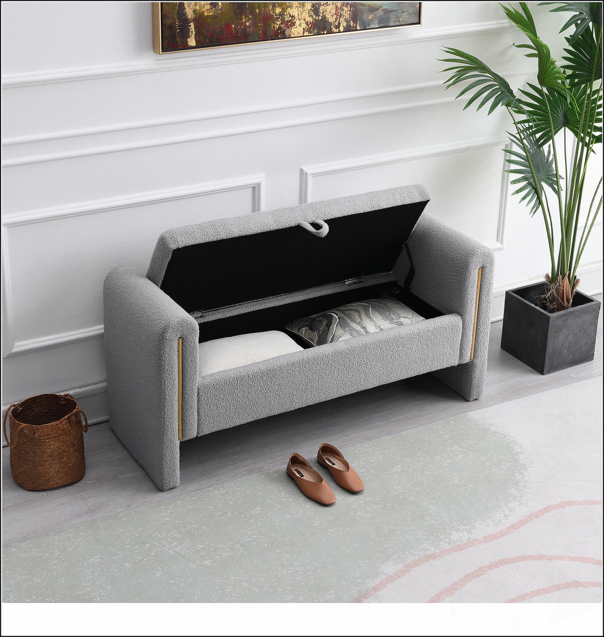 Ebern Designs Modern Teddy Bed End Bench with Arms and Storage ...