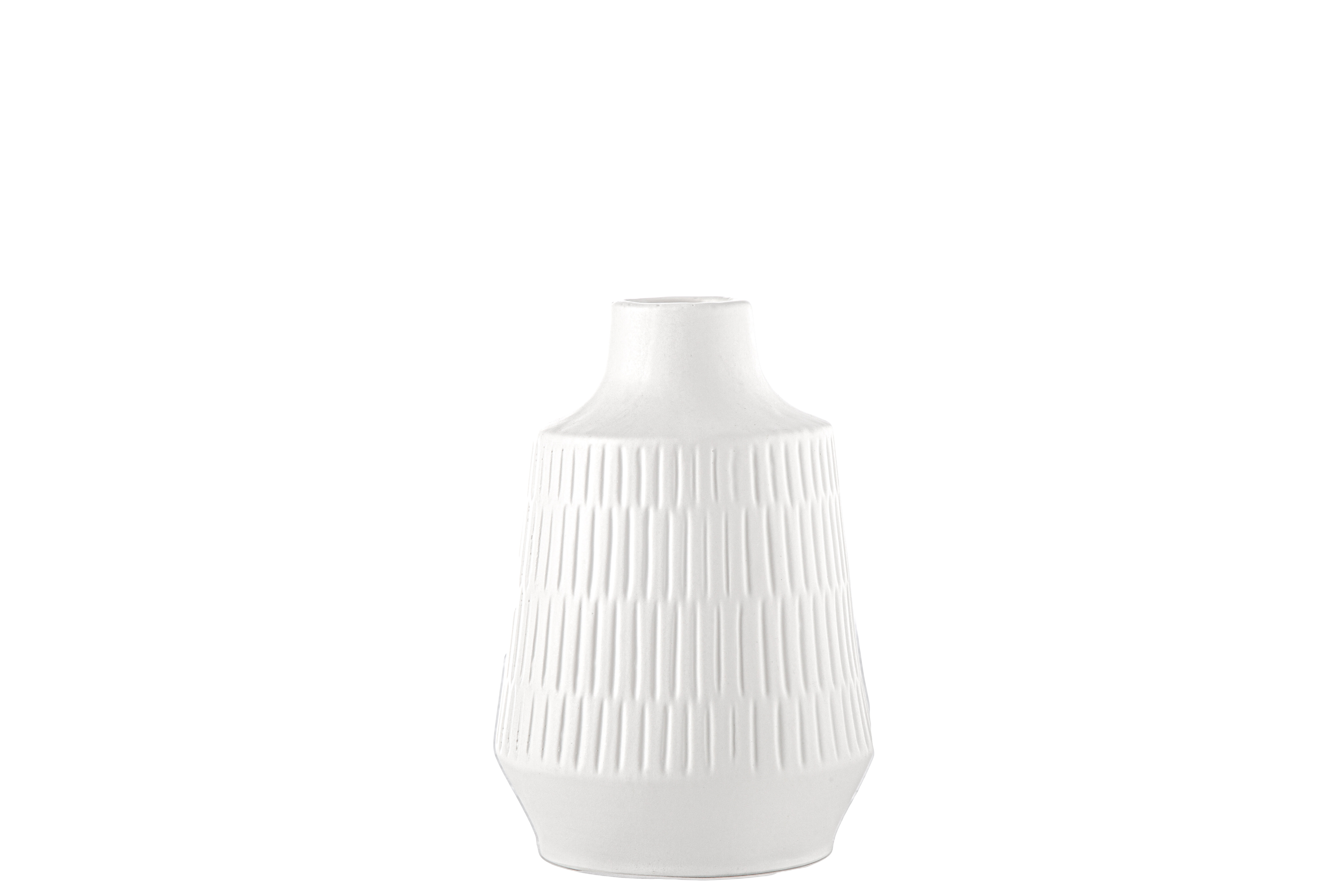 Urban Trends Ceramic Round Short Neck Vase With Layer Banded Debossed ...