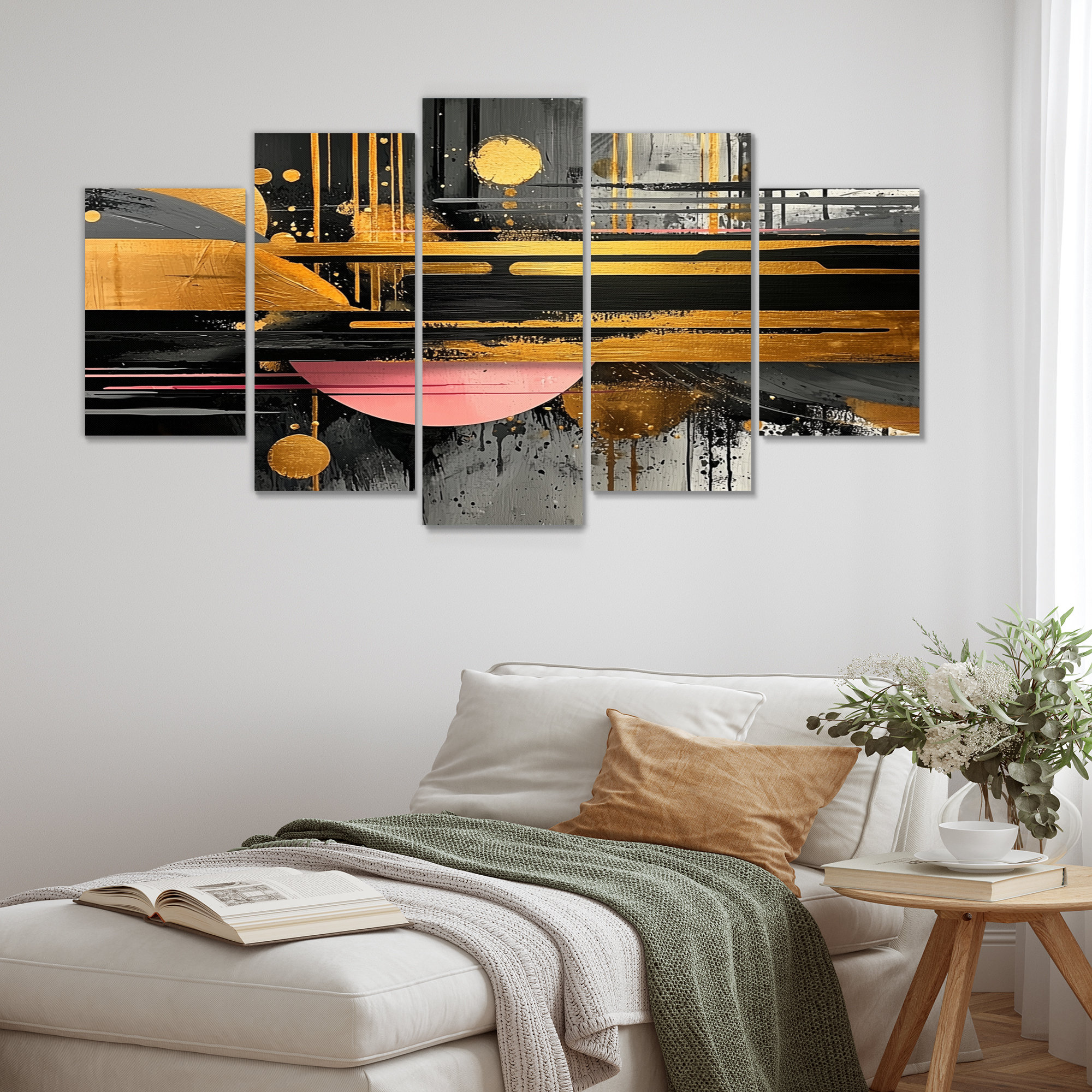 Design Art Dark Transition Golden Shifting Horizons III - Abstract Wall ...