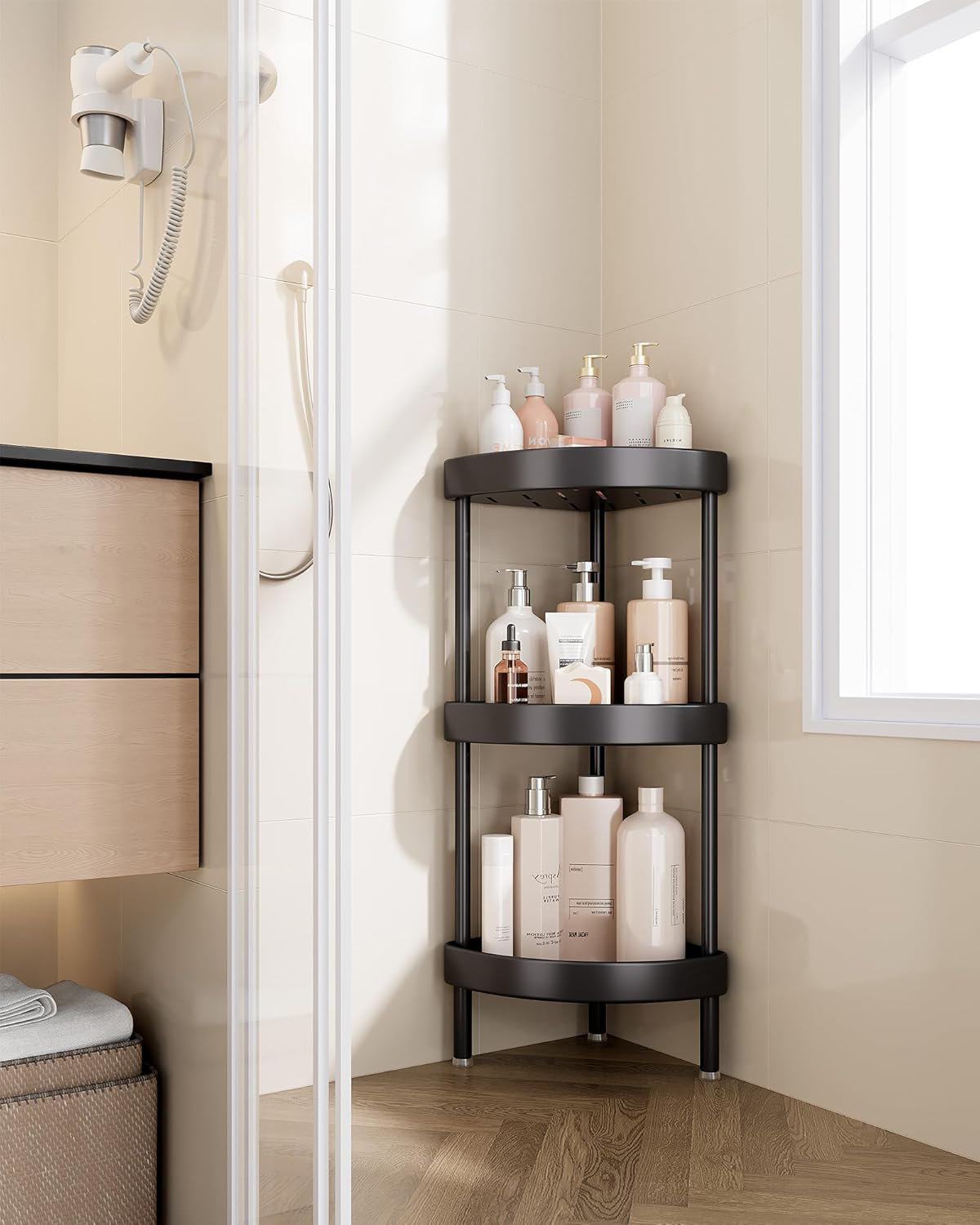 Wrought Studio™ Corner Shower Caddy Stand, 3-Tier Rustproof Anodized ...