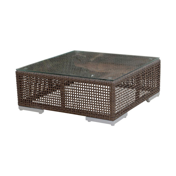 Bayou Breeze Ambriella Glass Outdoor Coffee Table | Wayfair
