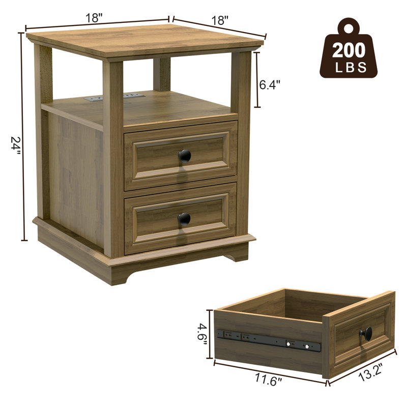 Rosalind Wheeler Bijal 24'' tall Tray Top Frame 2 - Drawer End Table ...