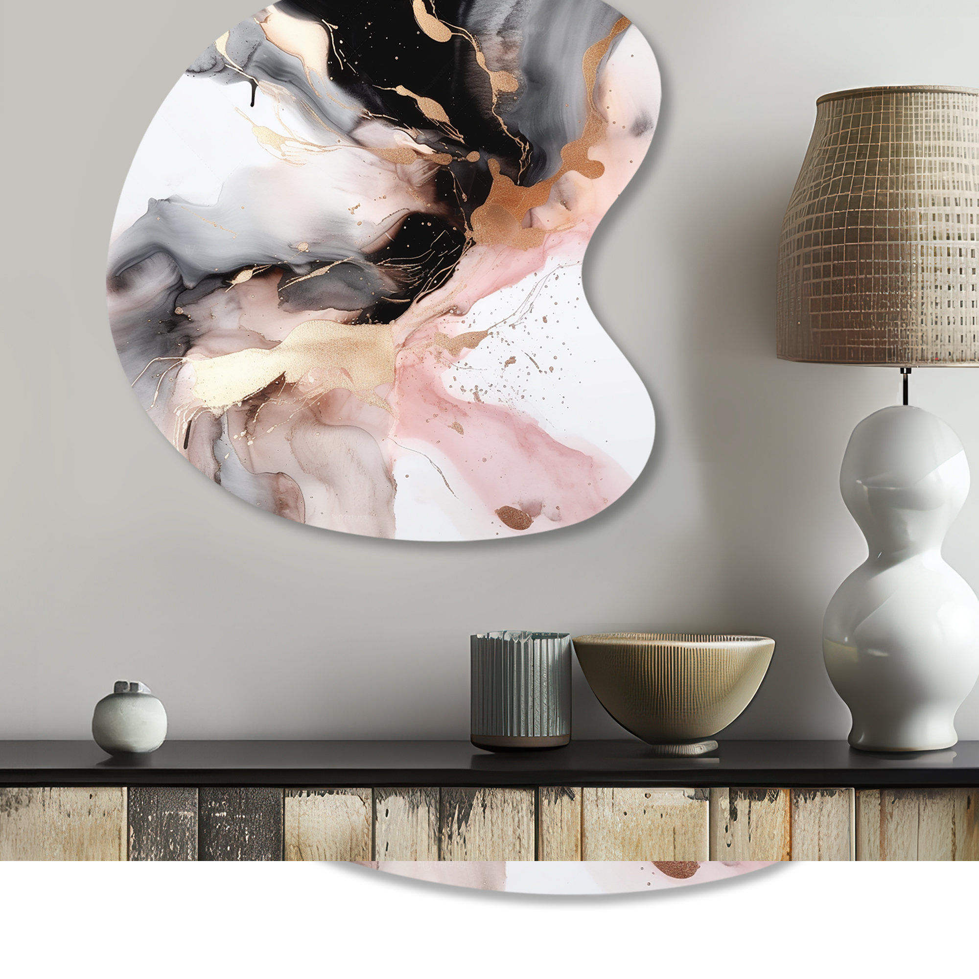 Ivy Bronx Pink Black Textured Splash Marble I - Abstract Marble Drop ...