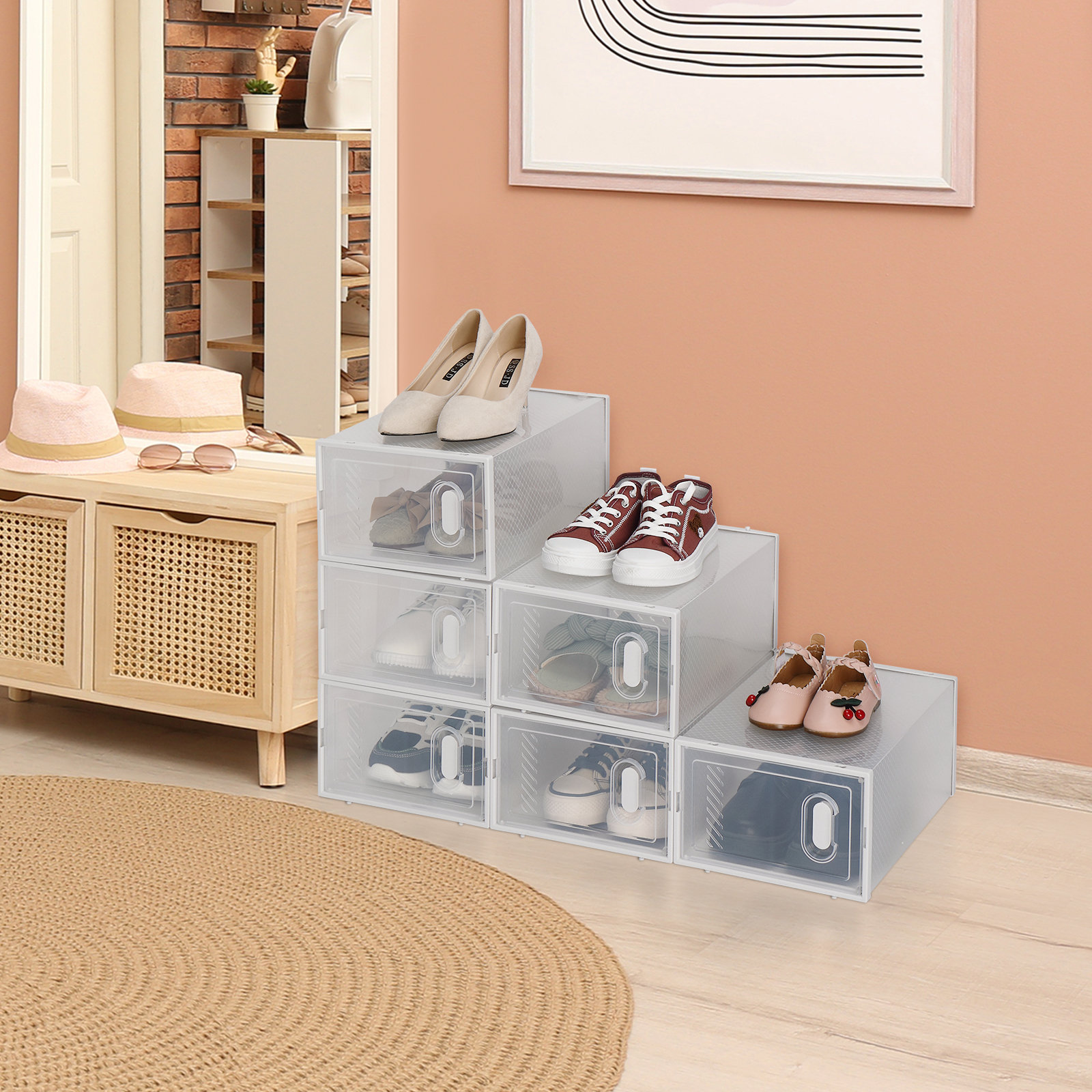 Rebrilliant 6 Pair Stackable Shoe Storage Box & Reviews | Wayfair