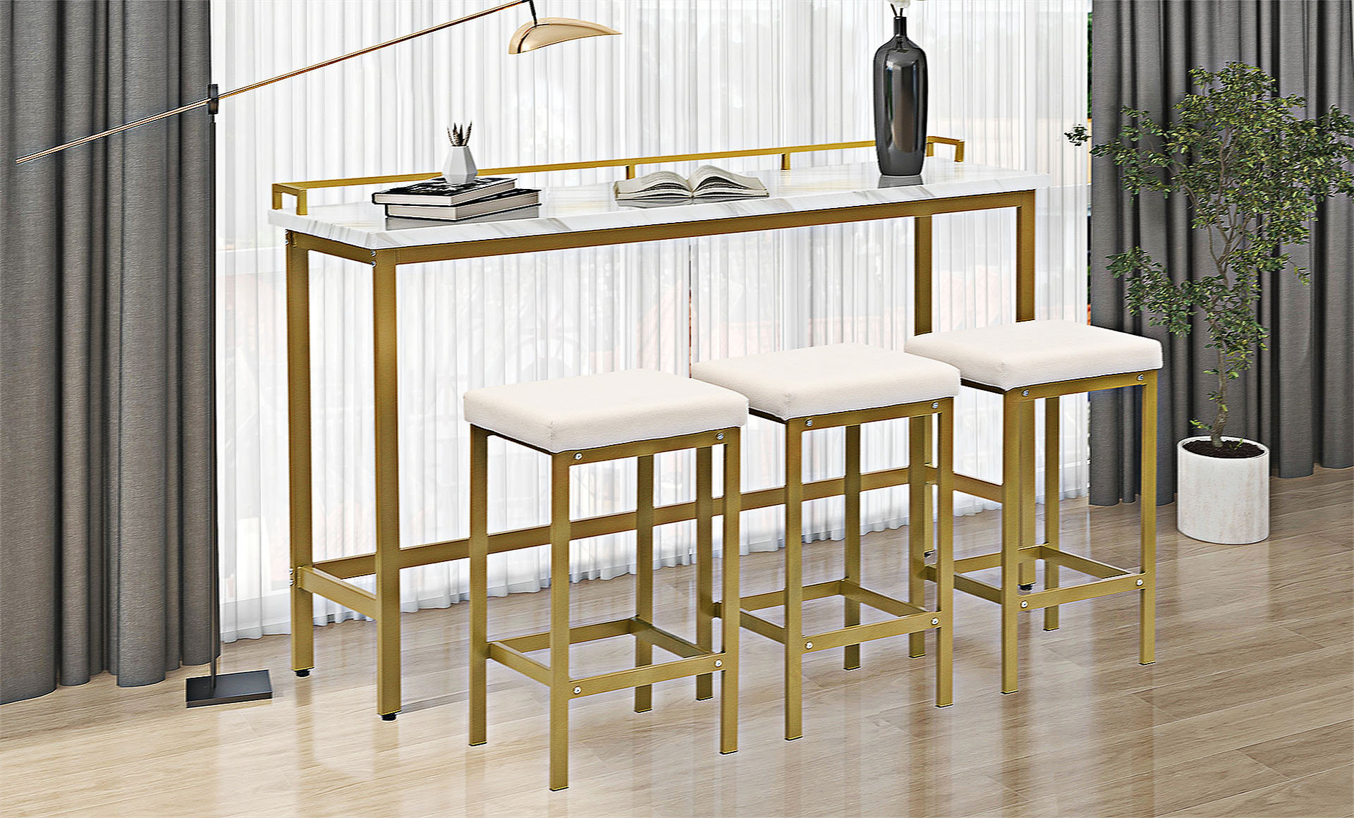 Mercer41 Hellein 3 - Person Counter Height Dining Set | Wayfair