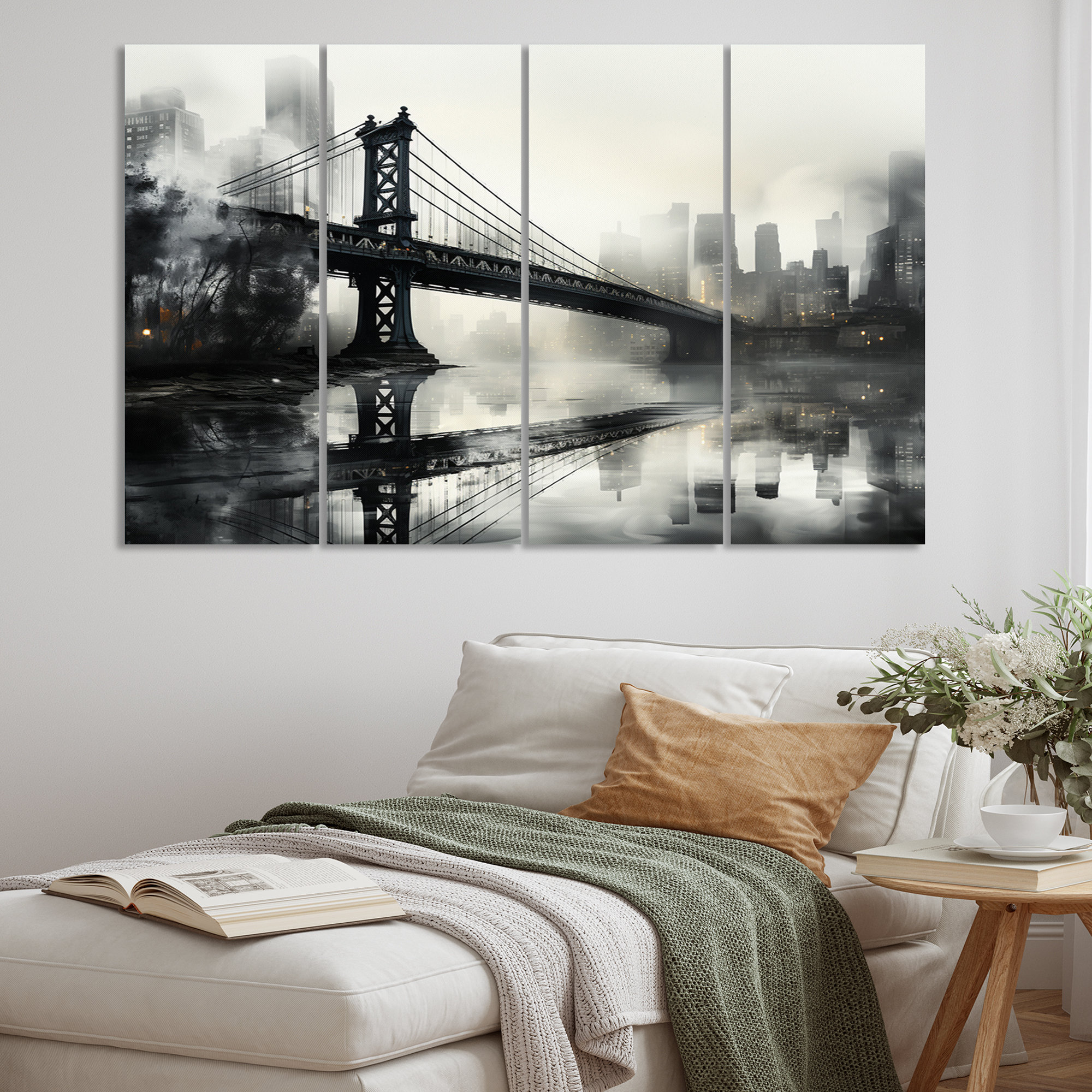 Design Art Grey Bridge Urban Connection Charcoal I - Architecture Metal ...