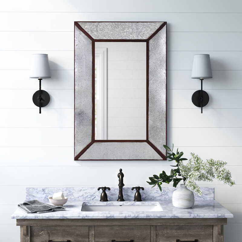 Gracie Oaks Ercole Metal Framed Rectangular Rustic Accent Wall Mirror ...