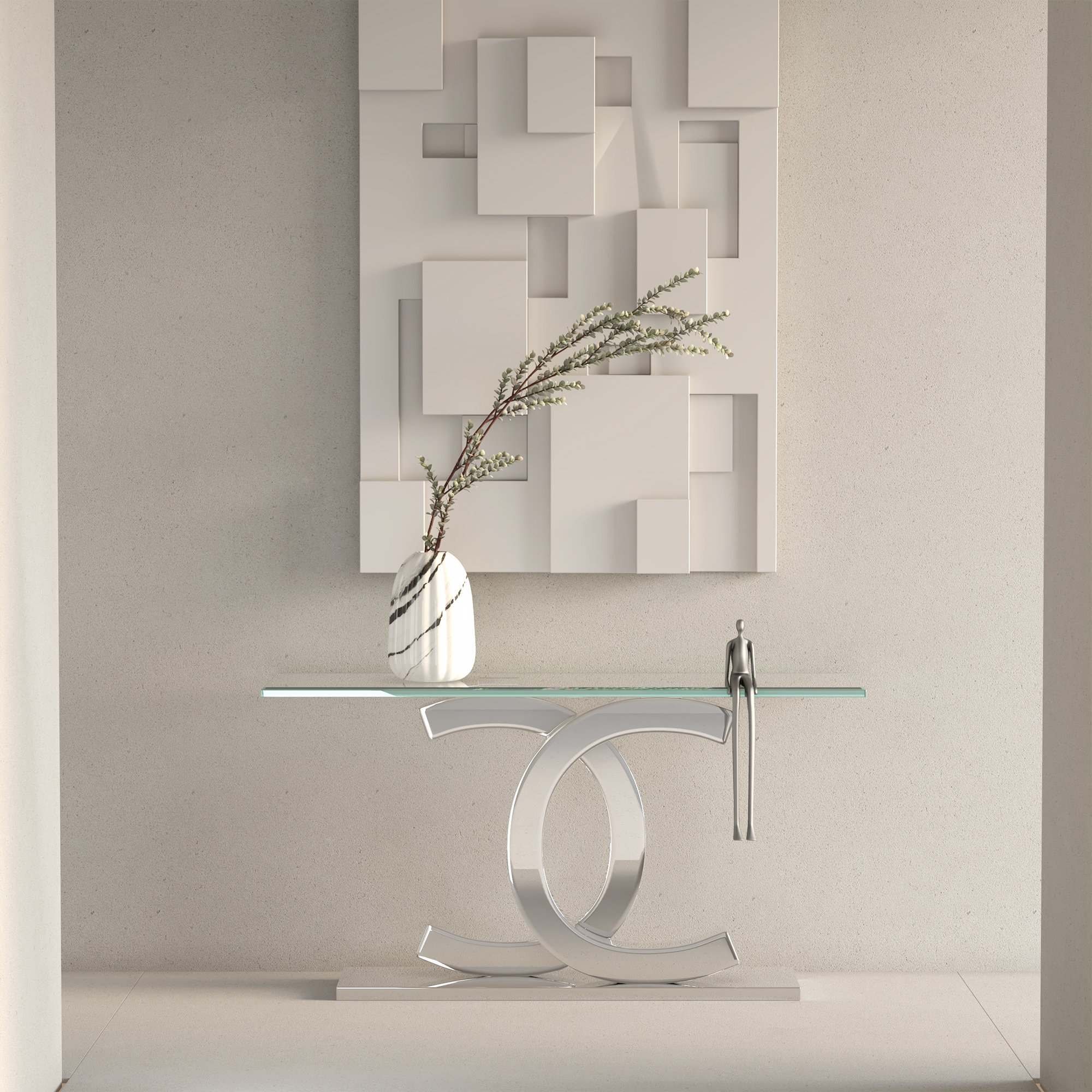 Orren Ellis Joneer 55.1'' Glass Top Console Table | Wayfair