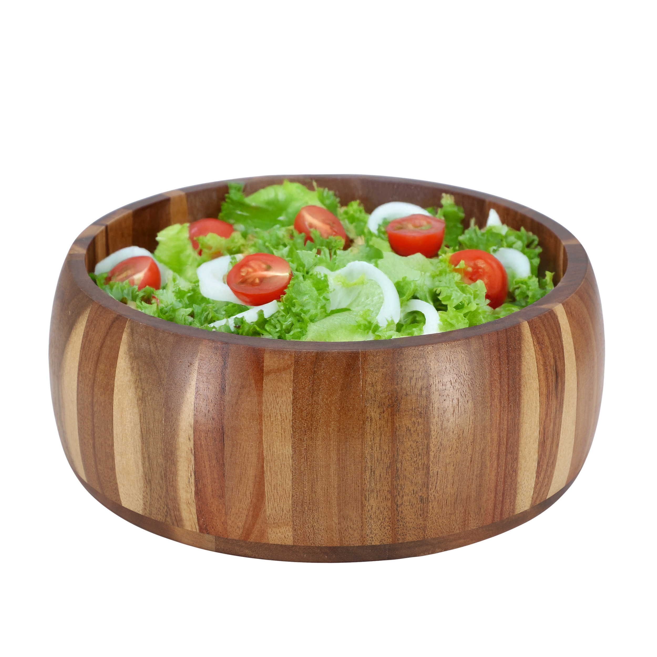 Latitude Run® Round 9.75 Inch Salad Serving Bowl in Acacia Wood | Wayfair