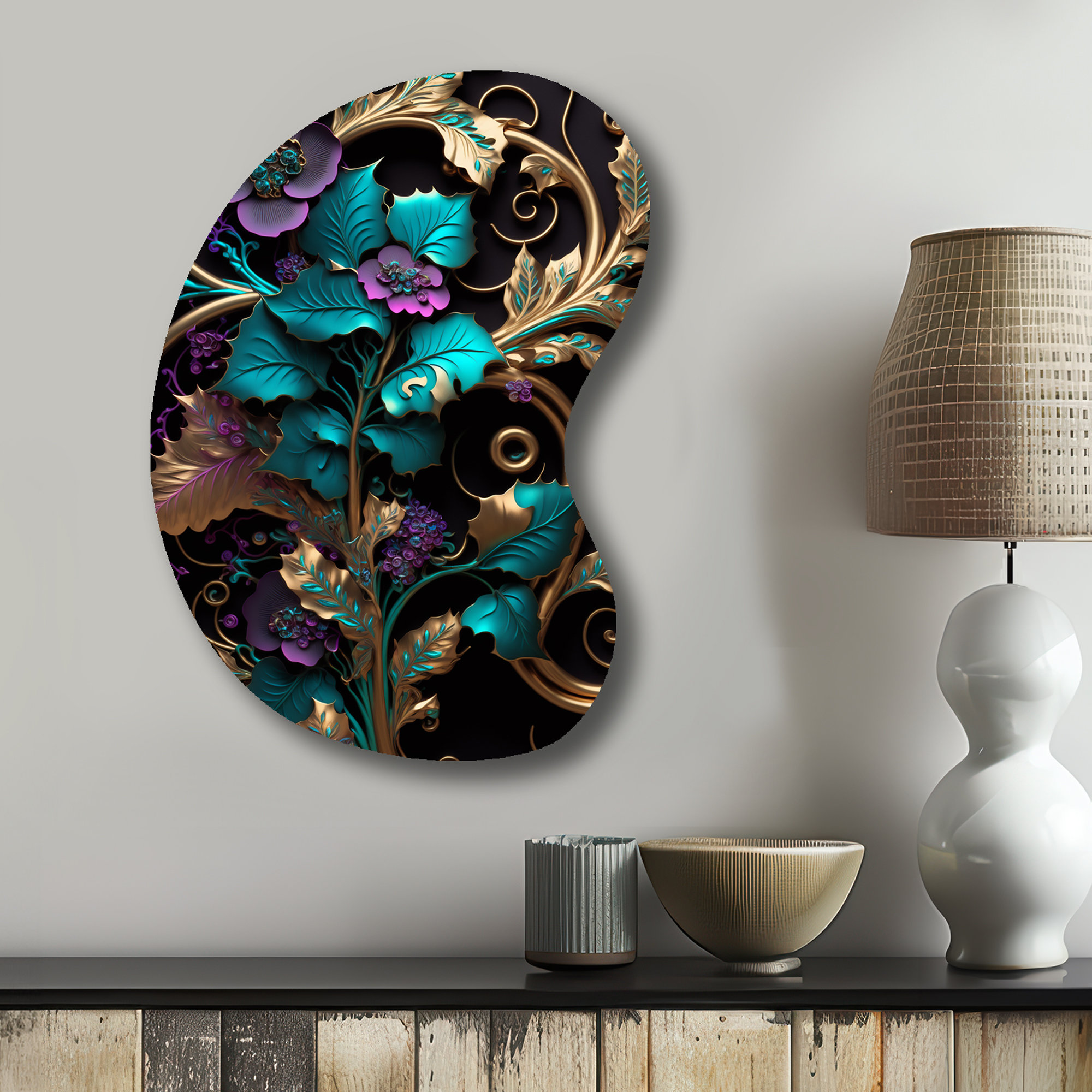 House of Hampton® Abstract Ornate Flowers In Gold III - Floral Boom ...