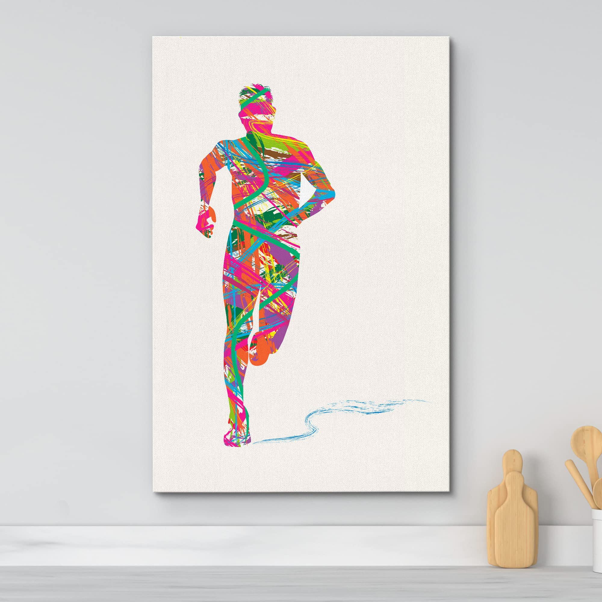 IDEA4WALL Rainbow Explosion Paint Stroke Runner Sports Athletes Digital ...