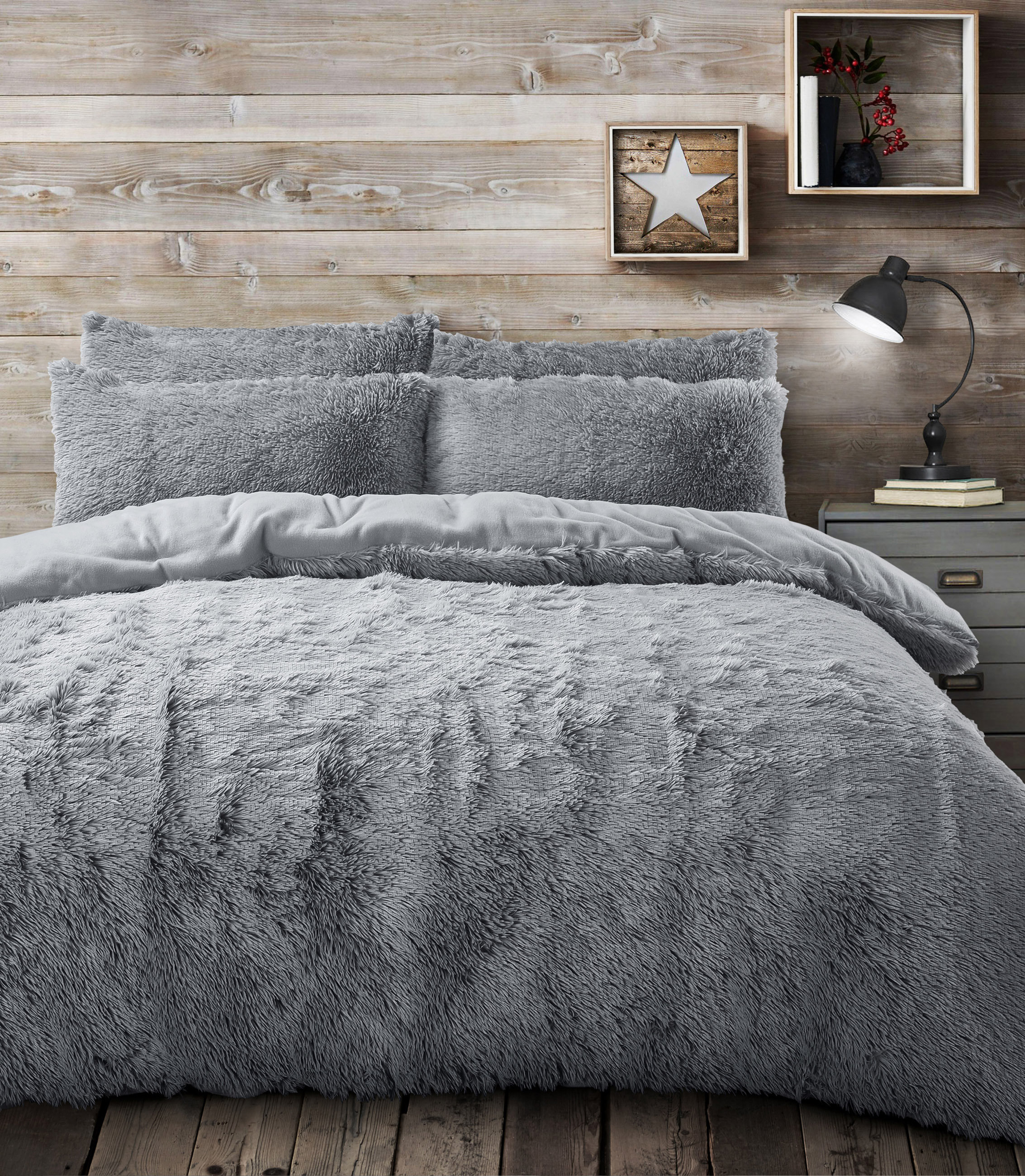 Symple Stuff Velosso Alaska Thermal Plush Fluffy Faux Fur Duvet Set ...
