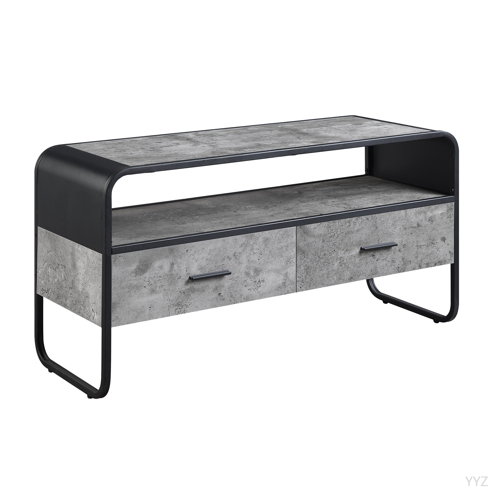 Ivy Bronx Modern Sleek Design Black Finish TV Stand With Shelf Storage ...