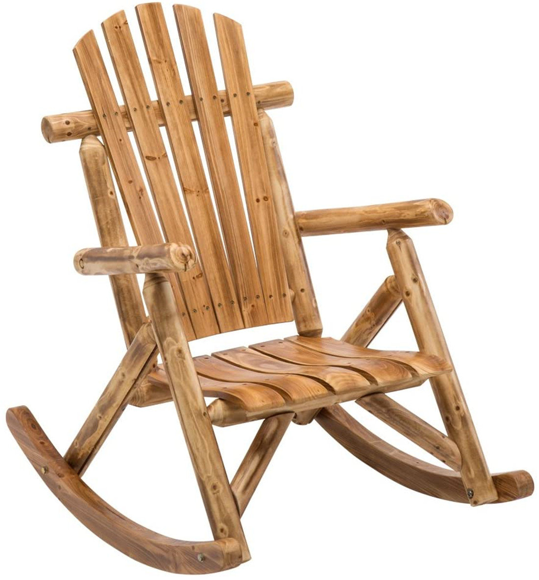Loon Peak® Remigio Rustic Log Rocker Outdoor Wooden Rocking Chair for ...