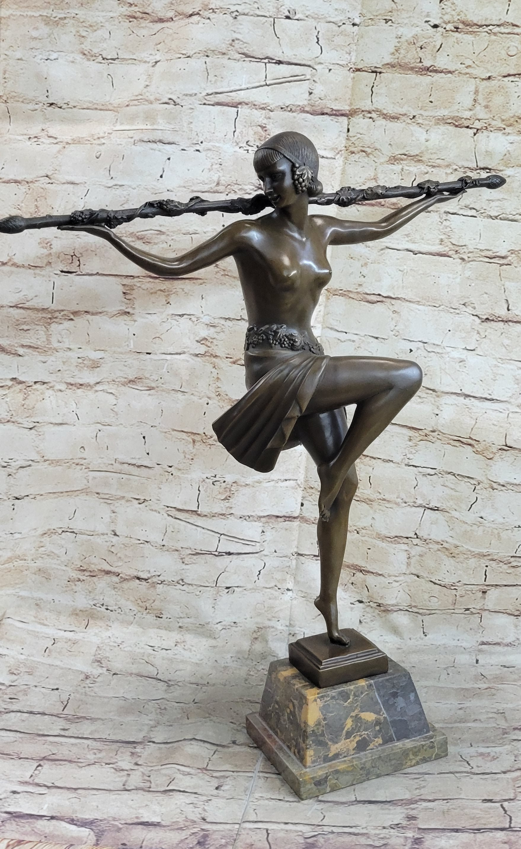 Canora Grey Tarcio Semi Nude Topless Dancer Girl Art Deco Bronze ...