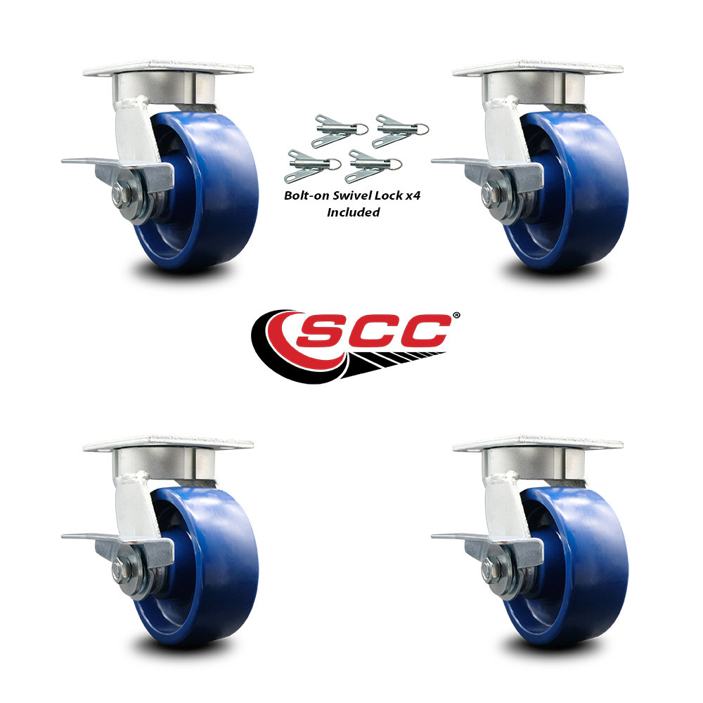 Service Caster Kingpinle Swivel Caster Set with Brake and Swivel Lock ...