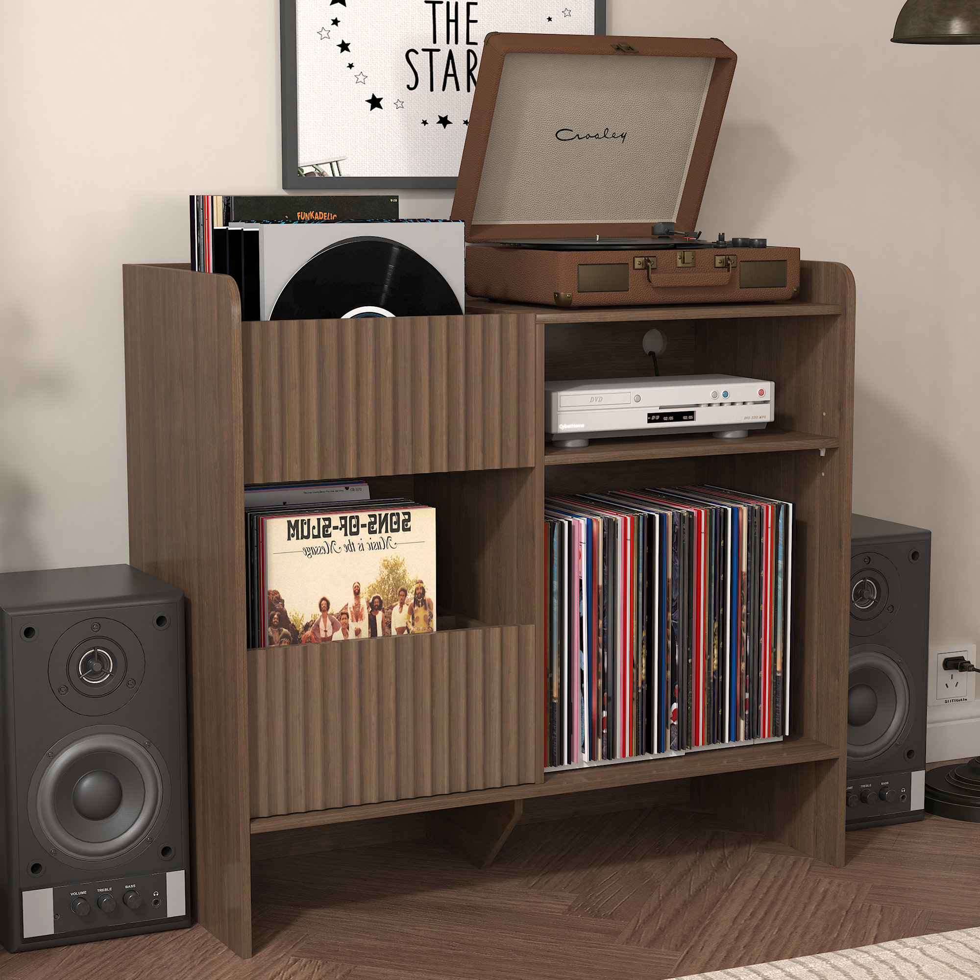 George Oliver Record Player Stand, Turntable Stand with Record Storage ...