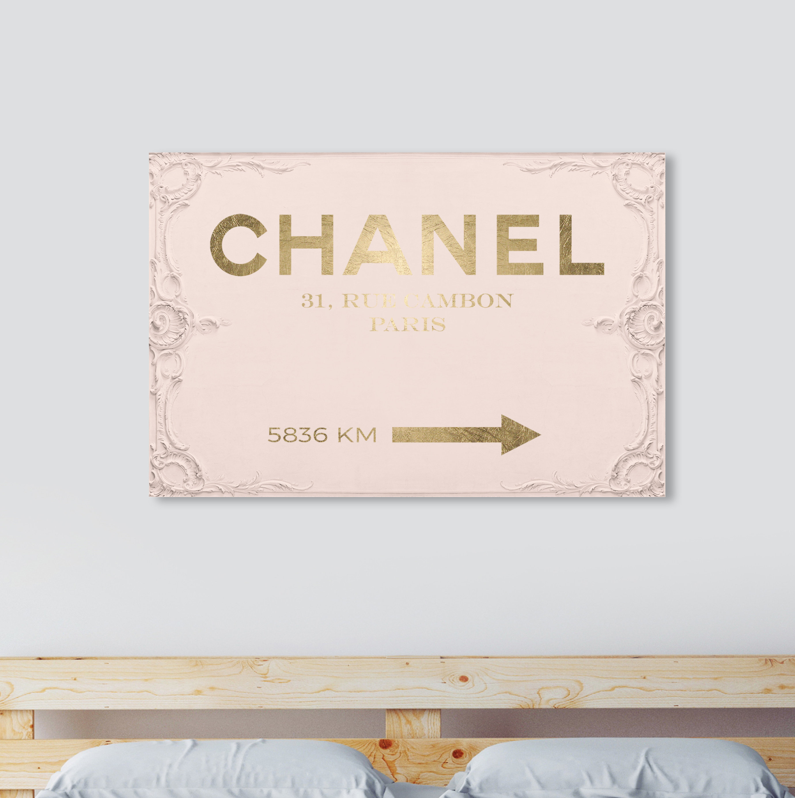 House of Hampton® Couture Road Sign Rococo Gold Blush - Textual Art ...