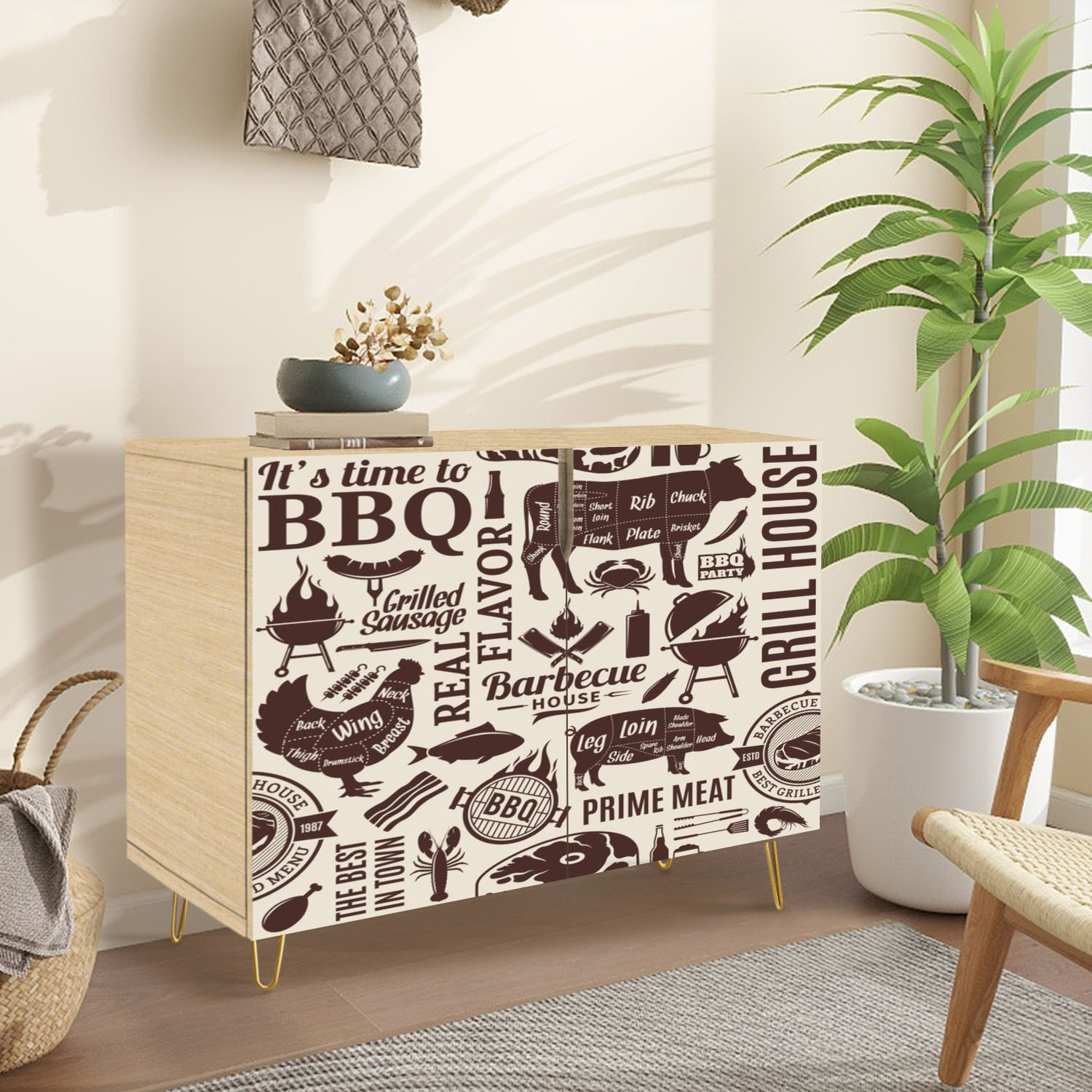 George Oliver Sideboard Buffet Cabinet with Storage Typographic ...