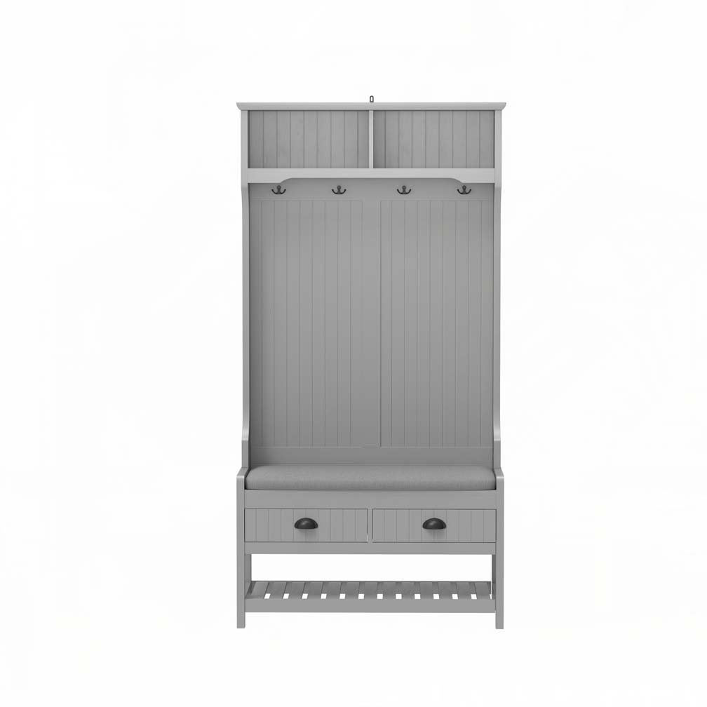 Winston Porter Hallway Hall Tree with 2 Storage Drawer and 4 Coat Rack ...