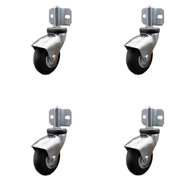 Service Caster 3 Inch Bright Chrome Neoprene Rubber Casters–Side Mount ...