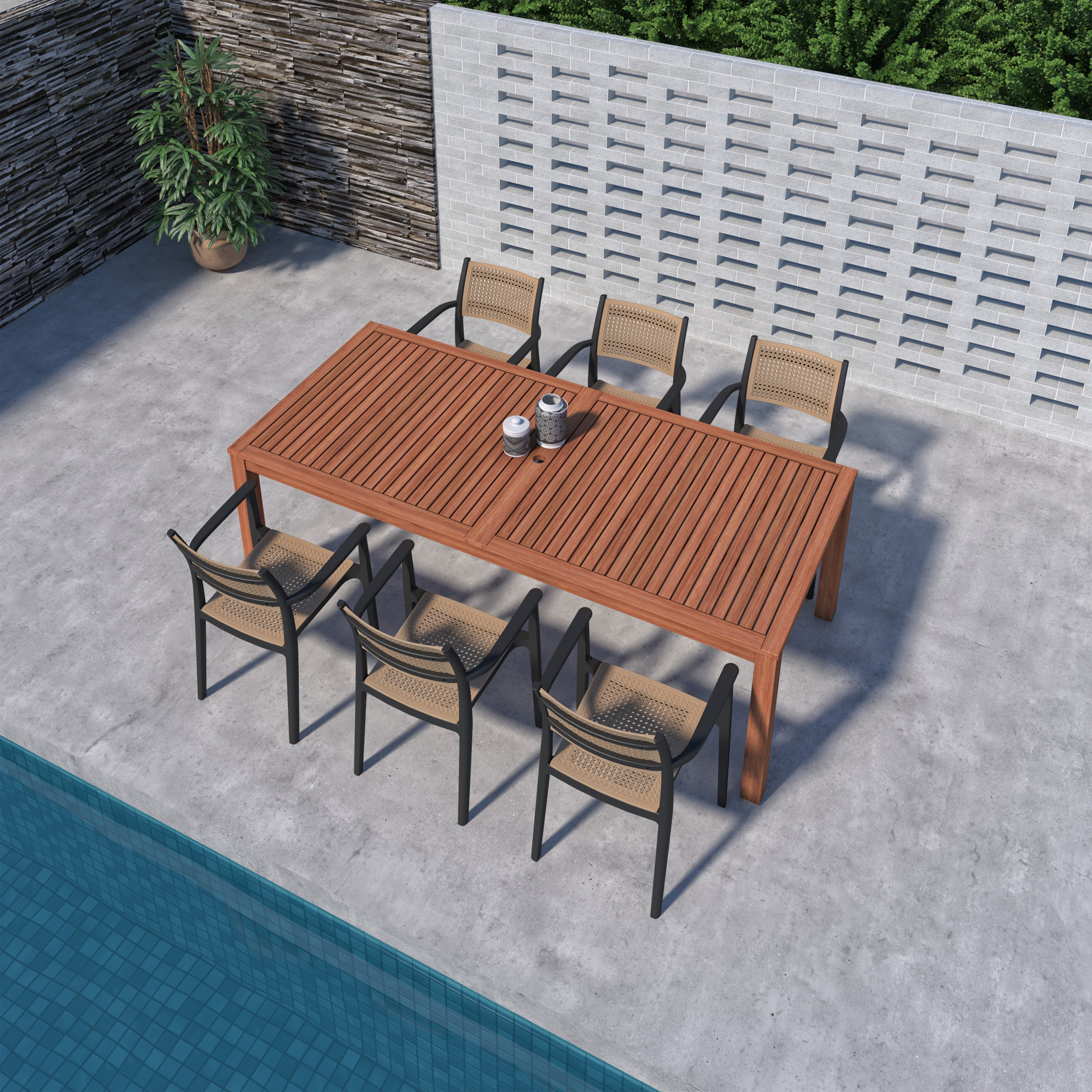 International Home Miami Amazonia Radiance Outdoor Patio FSC Dark Wood ...