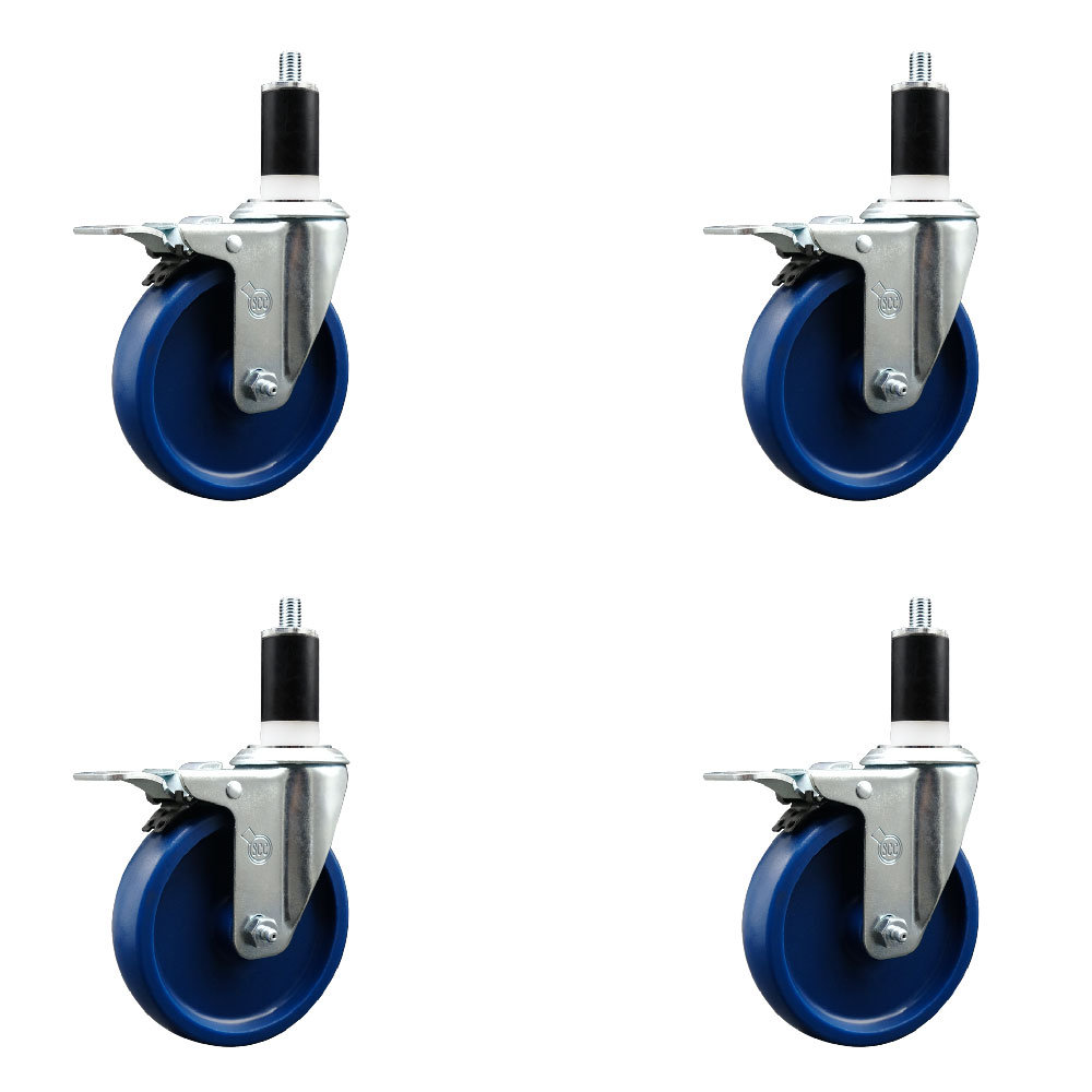 Service Caster 5 Inch Solid Poly Swivel 1-3/8 Inch Expanding Stem ...