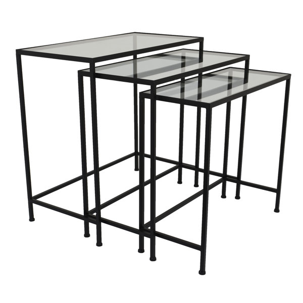 Benjara Pix Nesting Plant Stand Table Set Of 3, Black Metal ...