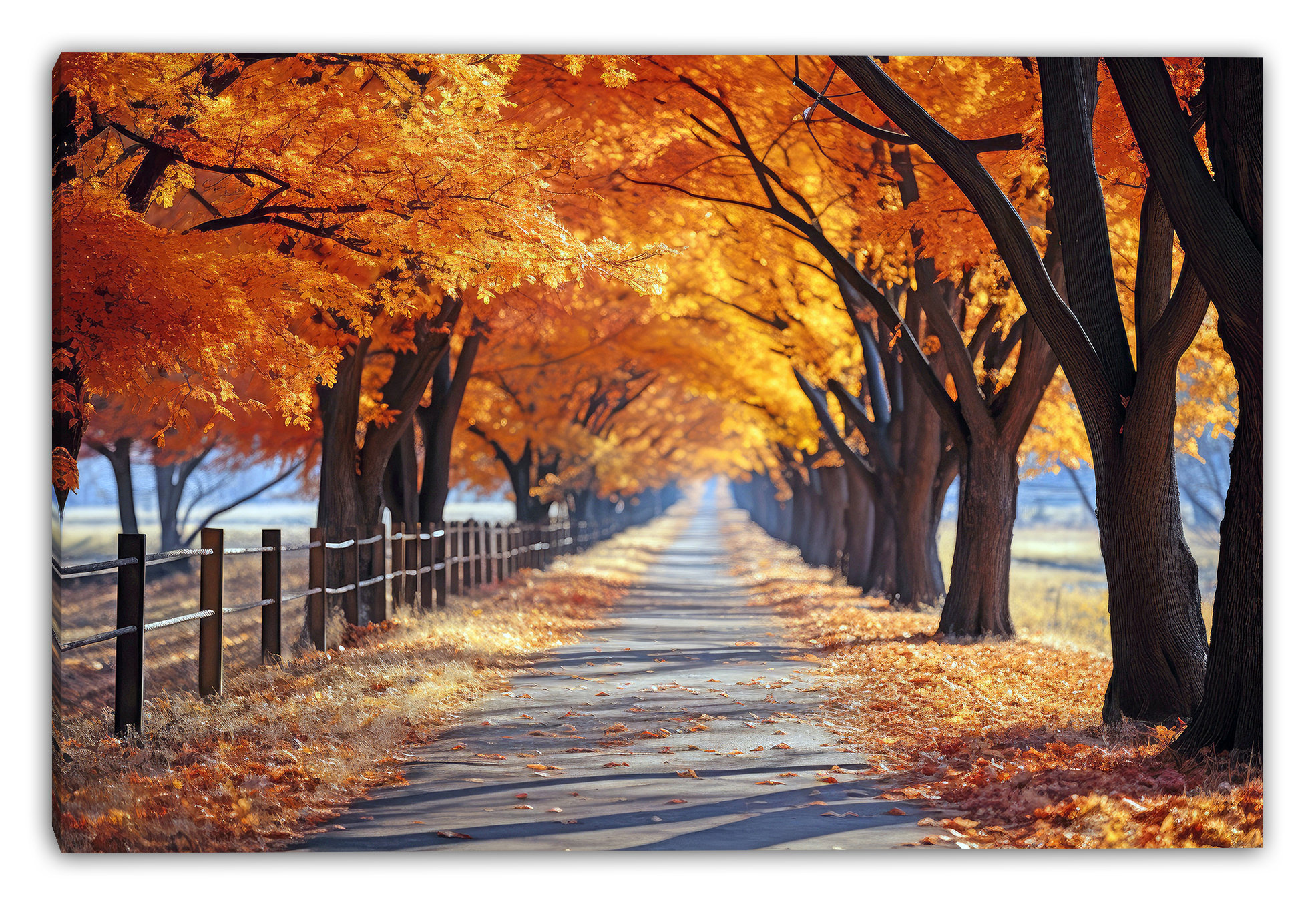 Ophelia & Co. Golden Canopy Country Lane Wrapped Canvas Wall Art | Wayfair