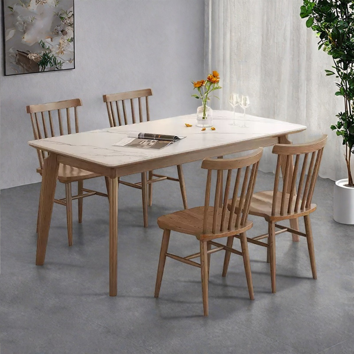 dujinlong home Rectangular Nordic-style ash slate dining table | Wayfair