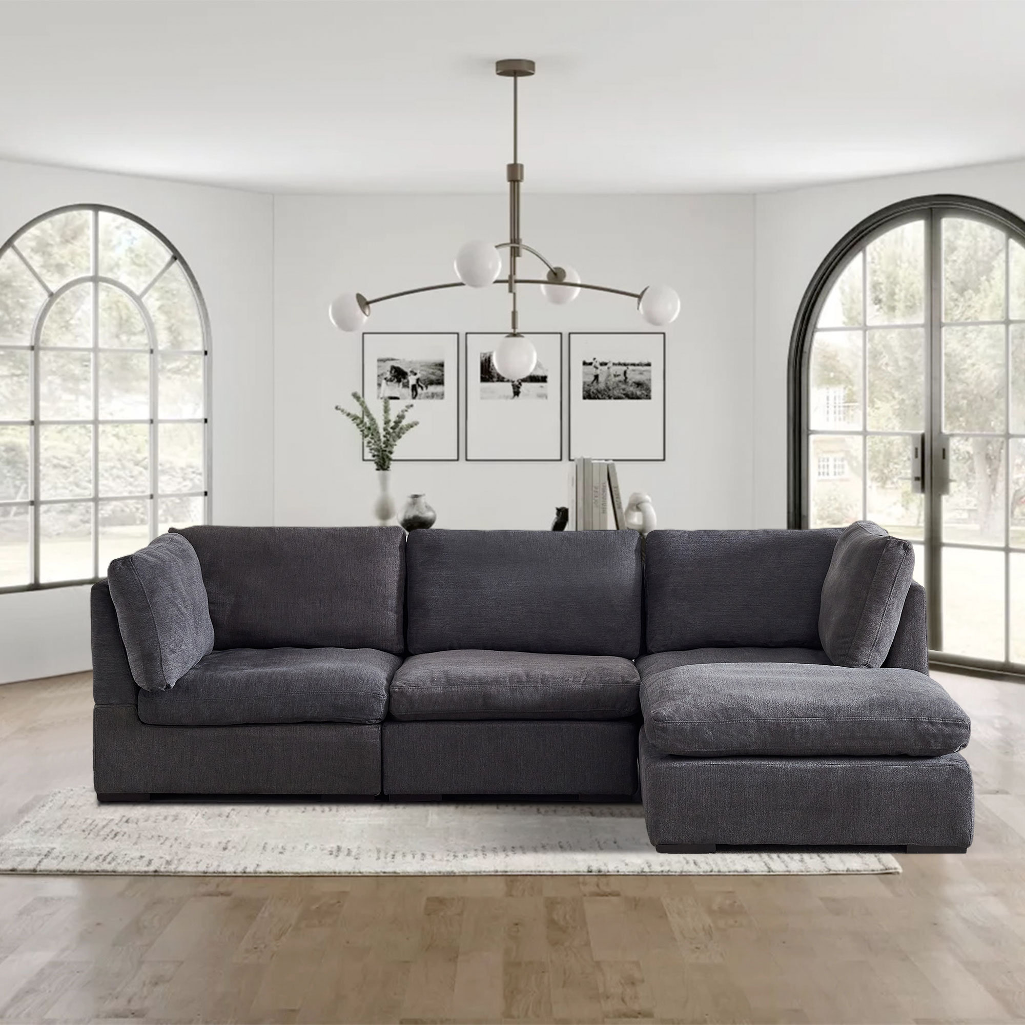Latitude Run® L Shape Modular Soft Fabric Sofa Filled With Down ...