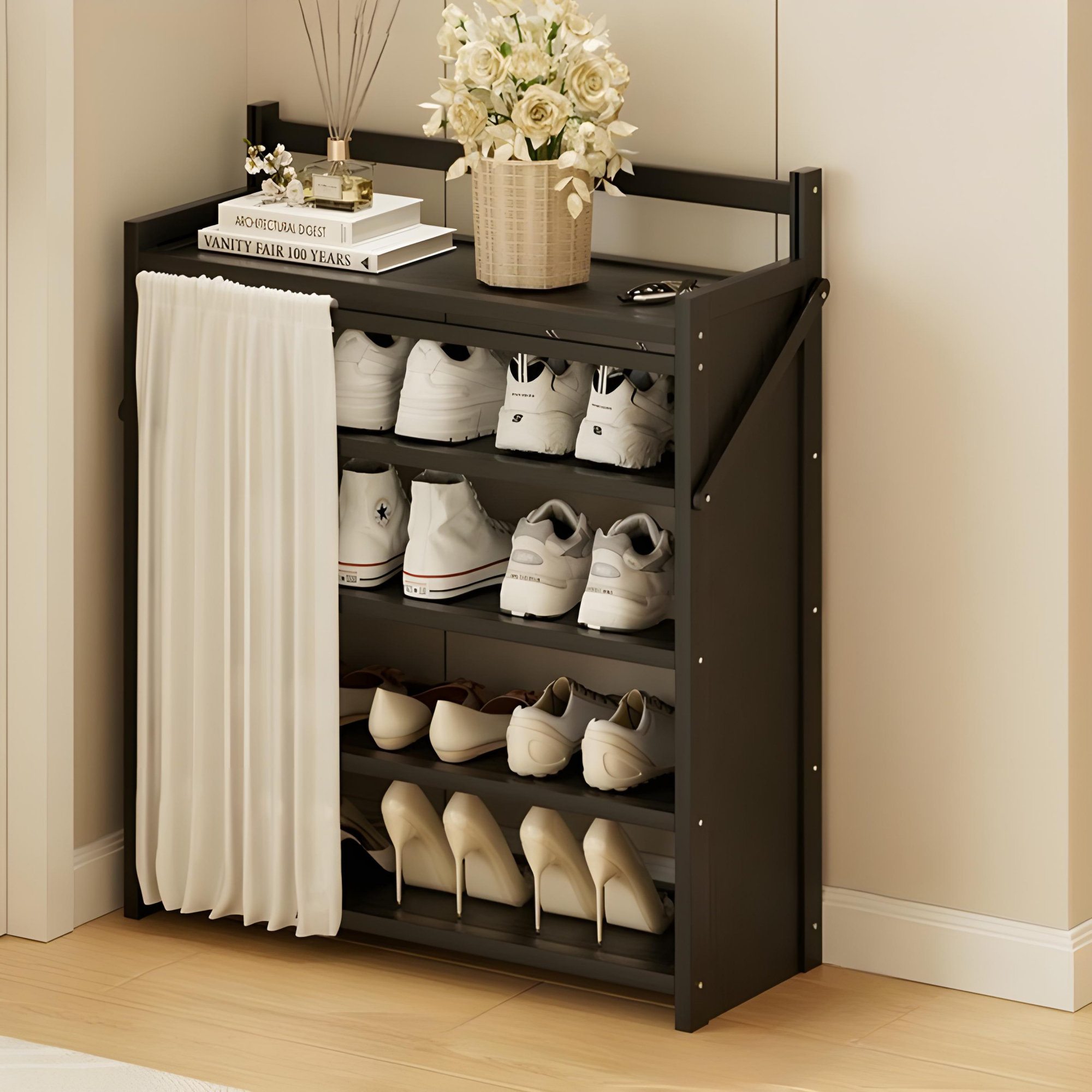 Red Barrel Studio® Foldable Multi-Tier Shoe Rack For Small Spaces ...