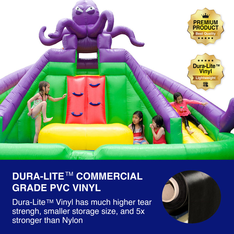 JumpOrange Octopus Water Slide with Splash Zone and Dual Slides for ...