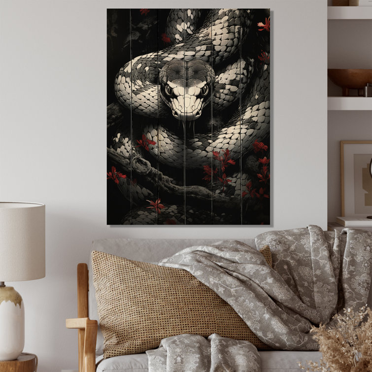 Latitude Run® Asian Art Snake Sumi On Wood Print - Wayfair Canada